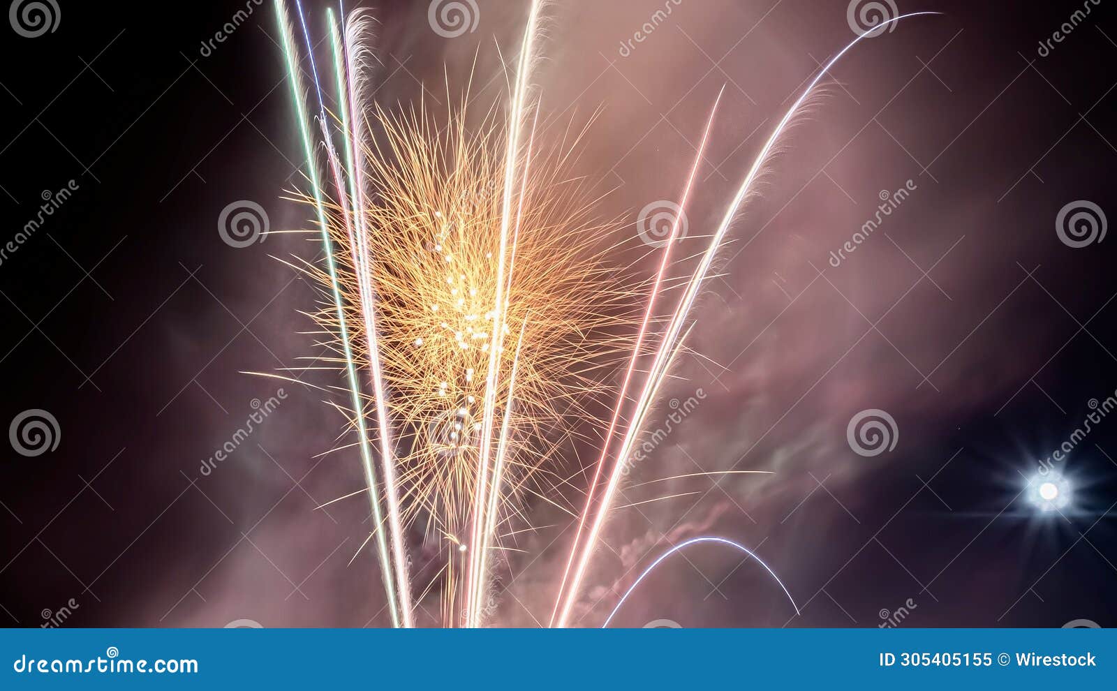A Firework is Lit Up in the Dark Sky with Stars Stock Image - Image of ...