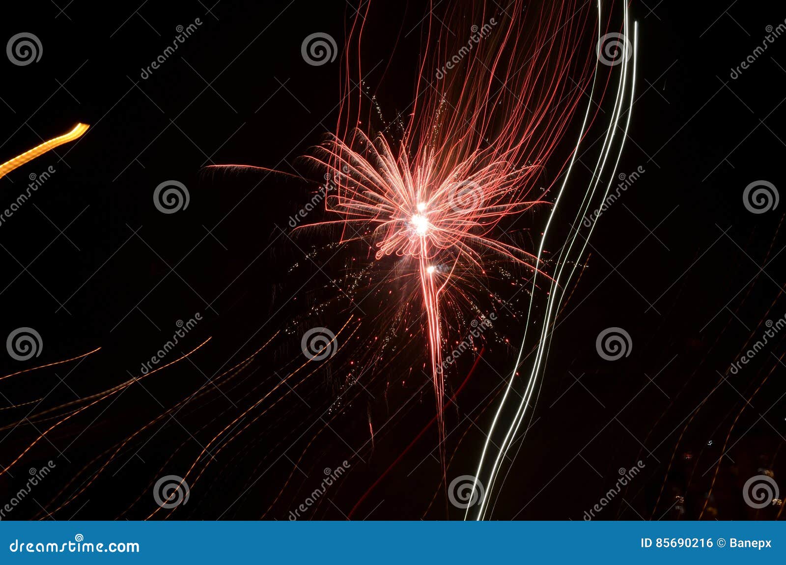 Firework in Long Exposure stock photo. Image of firework - 85690216