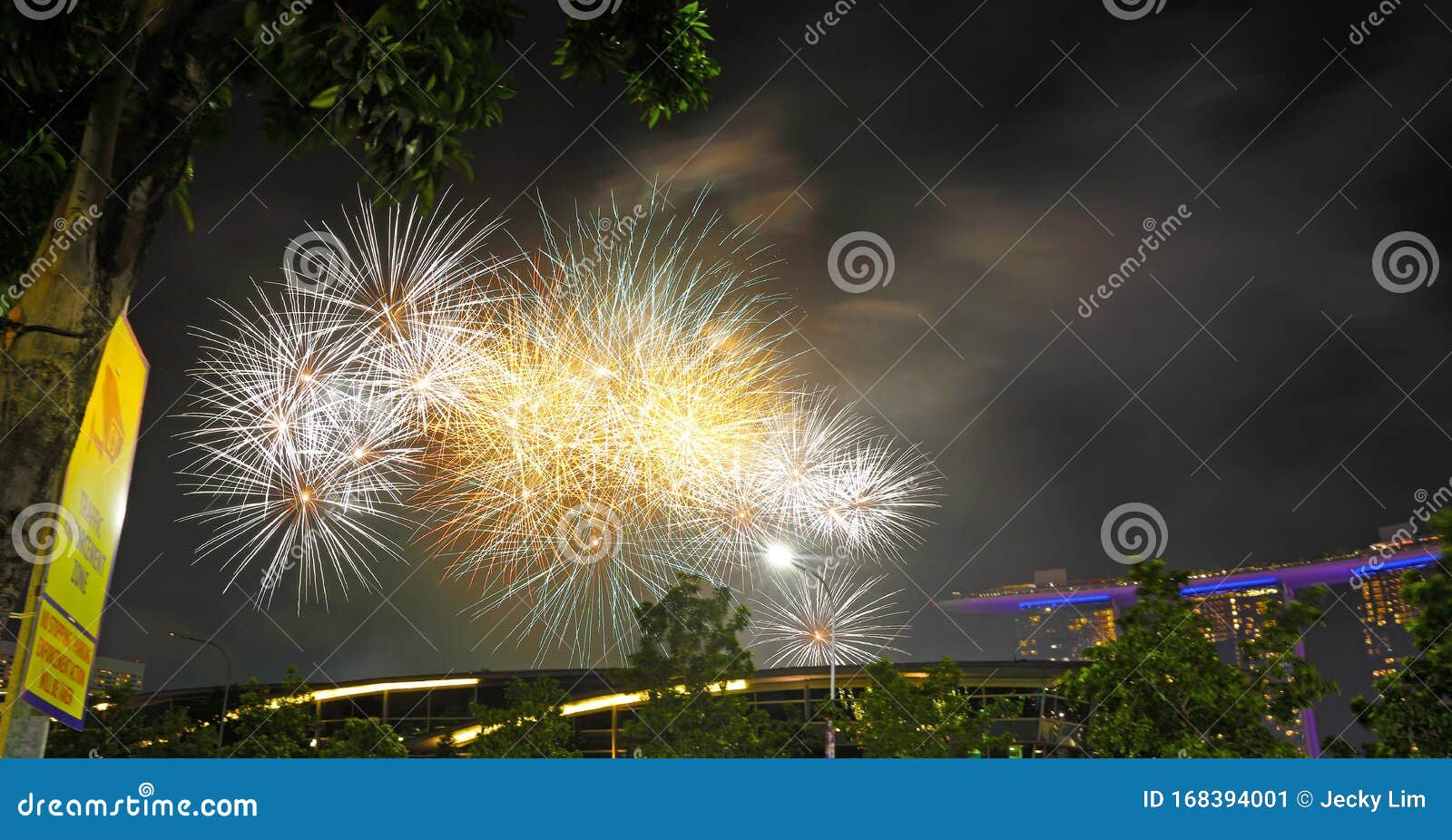 Firework on 2020 New Year at Marina Bay Overview at Fullerton Hotel ...