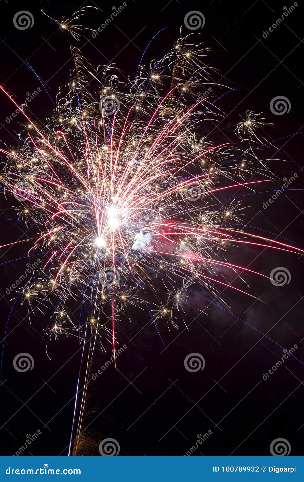 Firework at night stock photo. Image of bright, large - 100789932