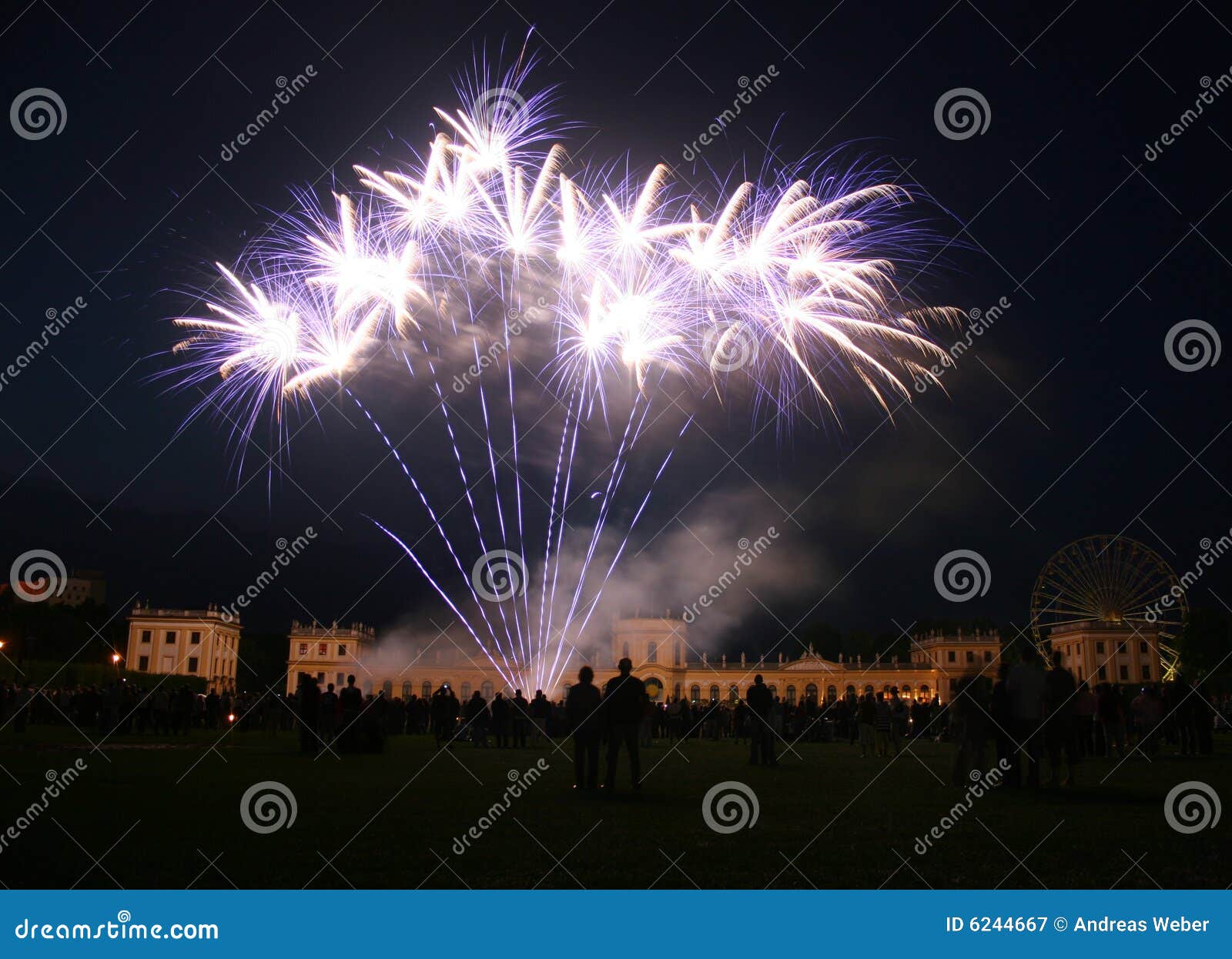 Firework at the Orangerie Castle in Kassel, German Stock Image - Image ...