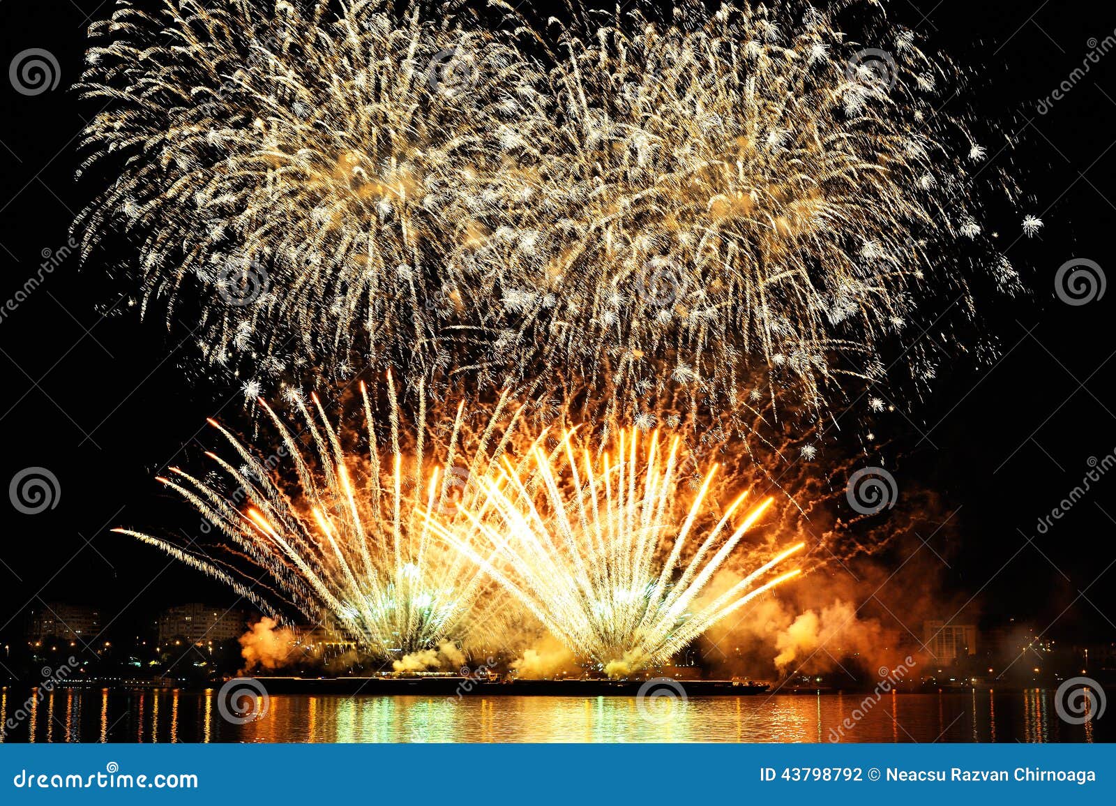 Firework over city stock photo. Image of celebrate, reflection - 43798792