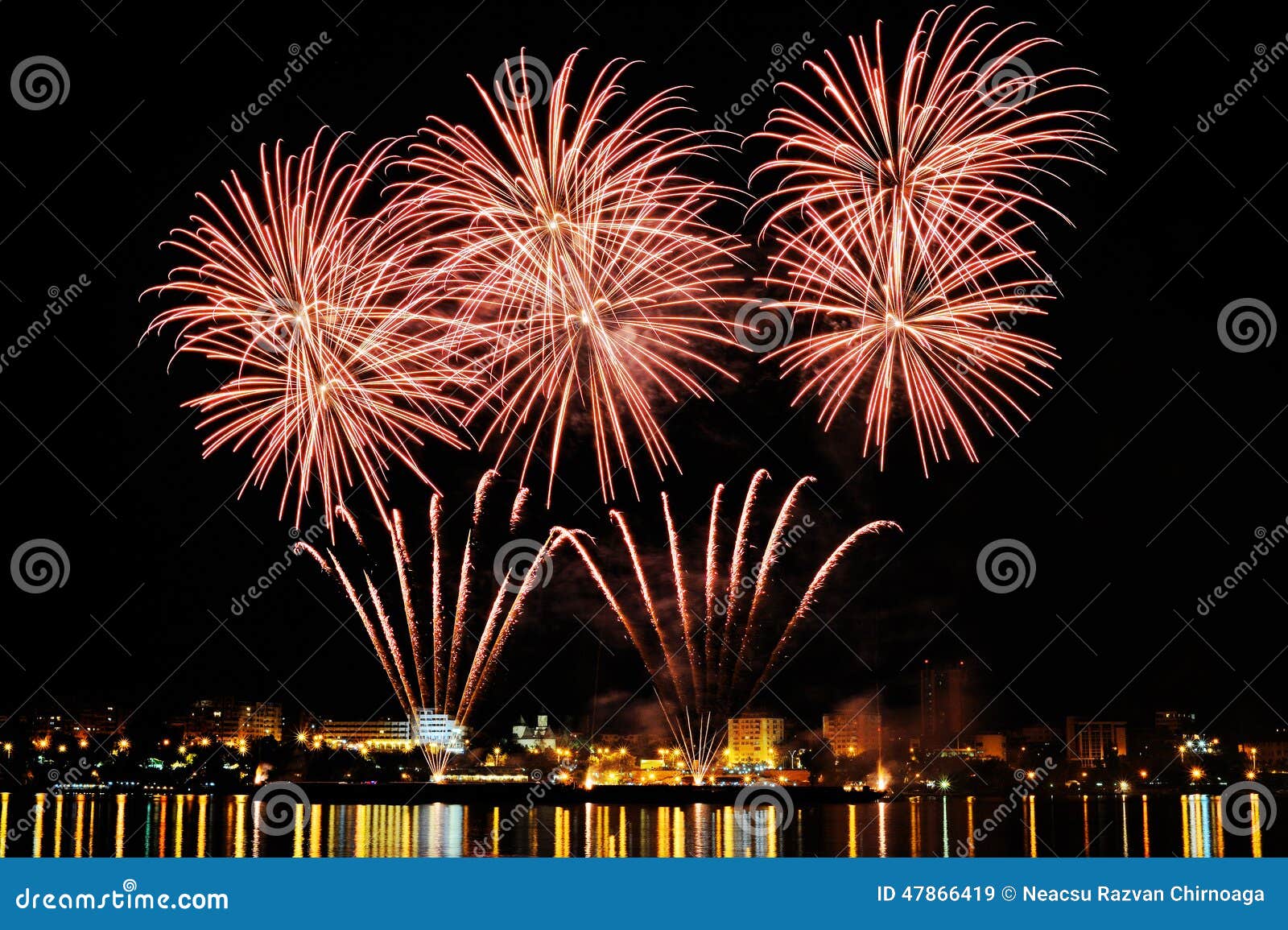 Firework Over City at Night Stock Image - Image of brisbane, celebrate ...