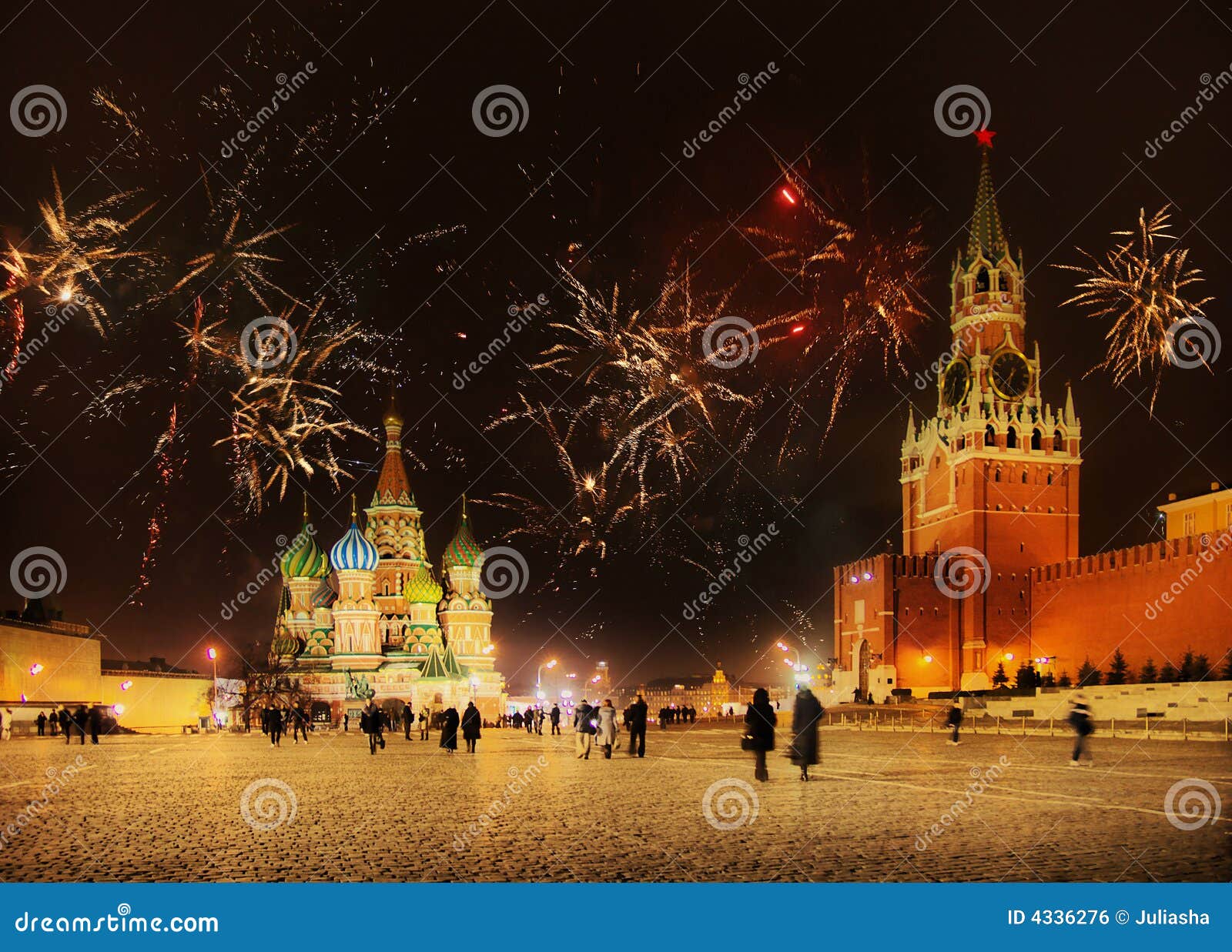 Firework over Red square stock photo. Image of holiday - 4336276