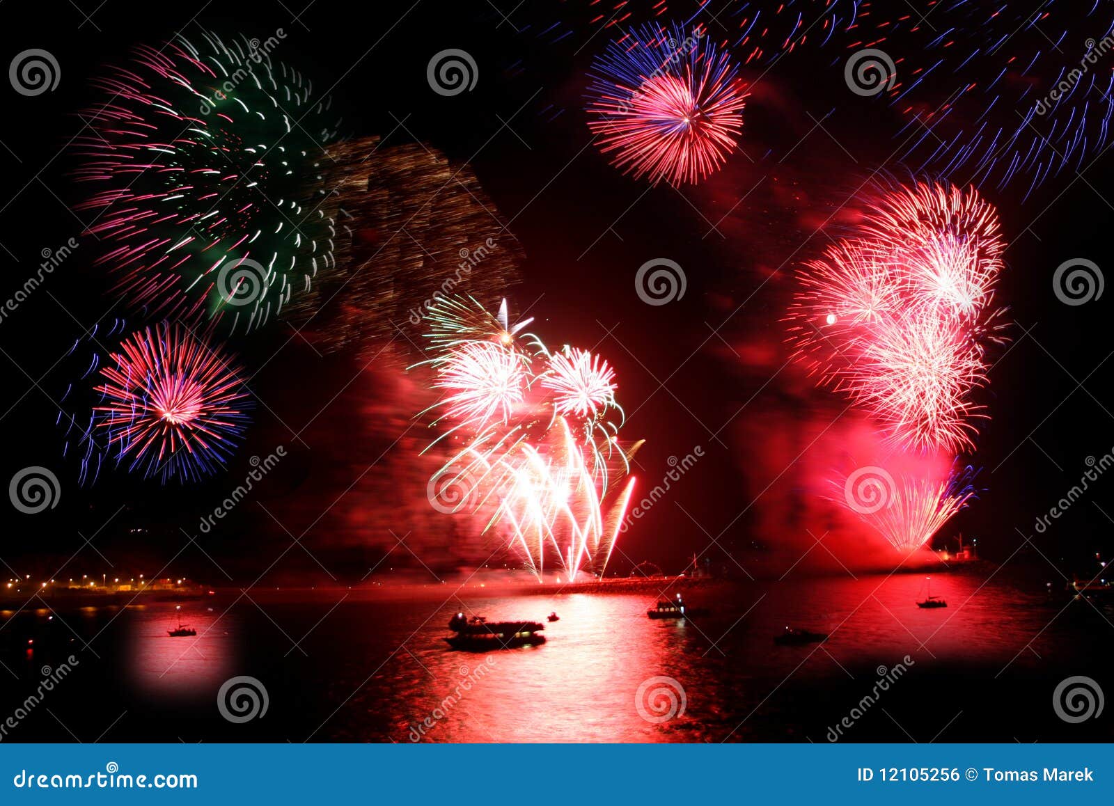 Firework over the sea stock photo. Image of harbor, december - 12105256