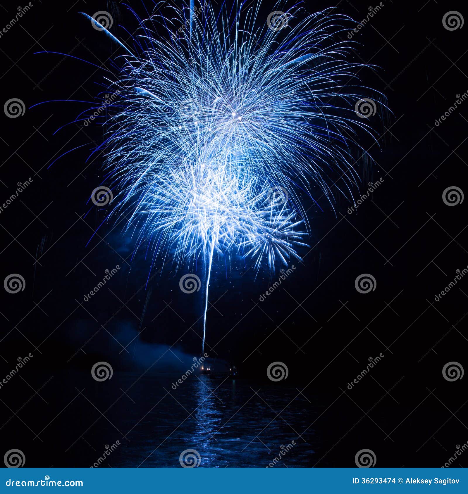Firework over the water stock photo. Image of abstract - 36293474