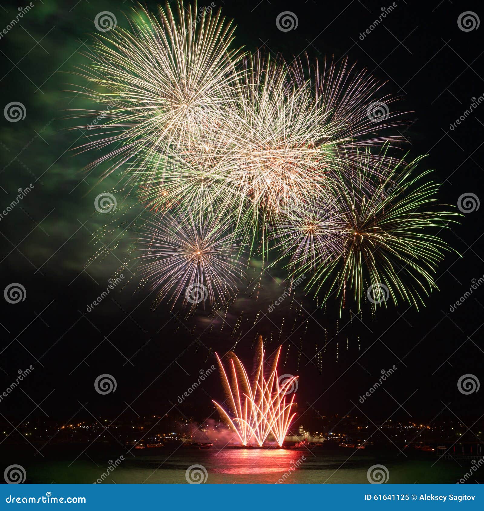 Firework over the water stock image. Image of celebration - 61641125