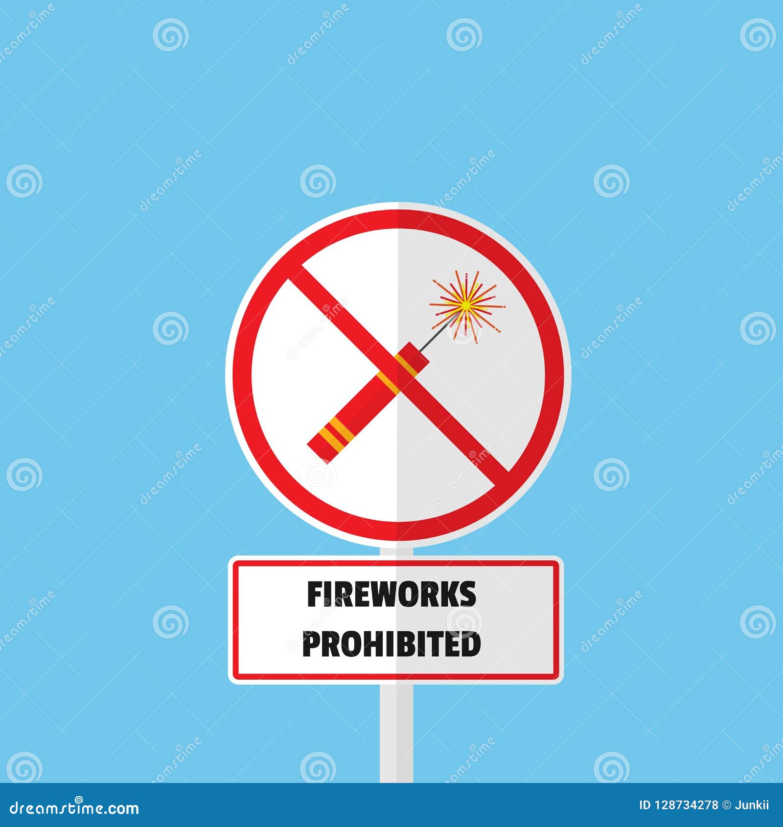 Firework Prohibited Sign Flat Vector Design. Stock Vector ...