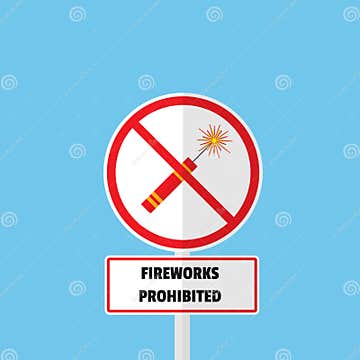 Firework Prohibited Sign Flat Vector Design. Stock Vector ...