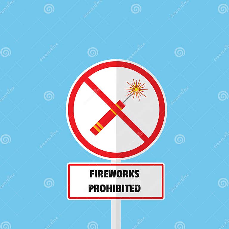 Firework Prohibited Sign Flat Vector Design. Stock Vector ...