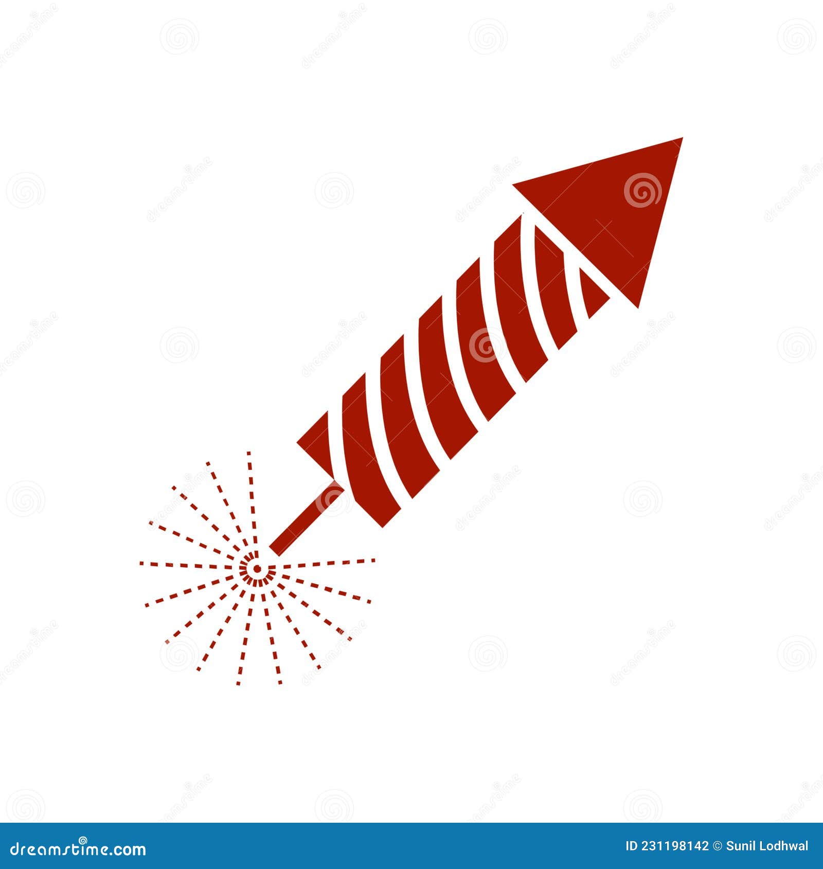 Firework Red Rocket Isolated on White Background.Concept of Fun Party ...