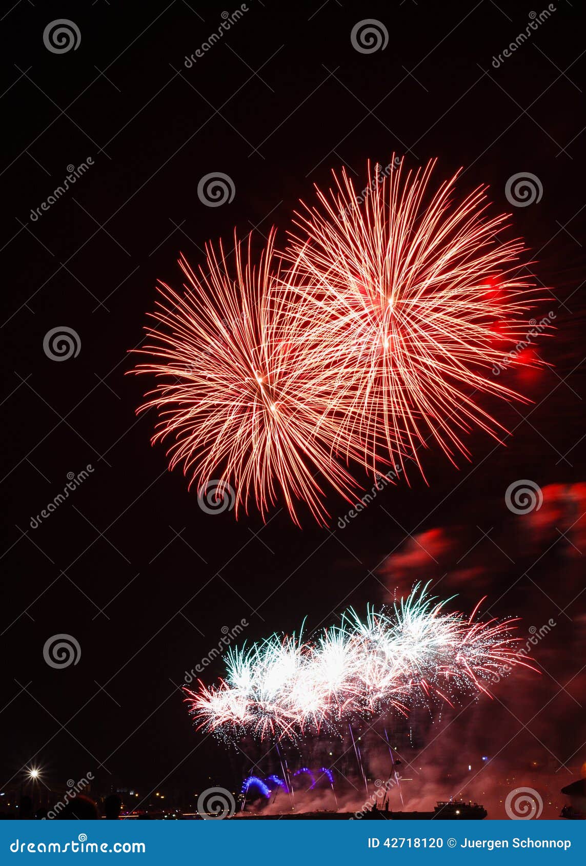 Firework in Red and White Colors Stock Photo - Image of edifice, koeln ...