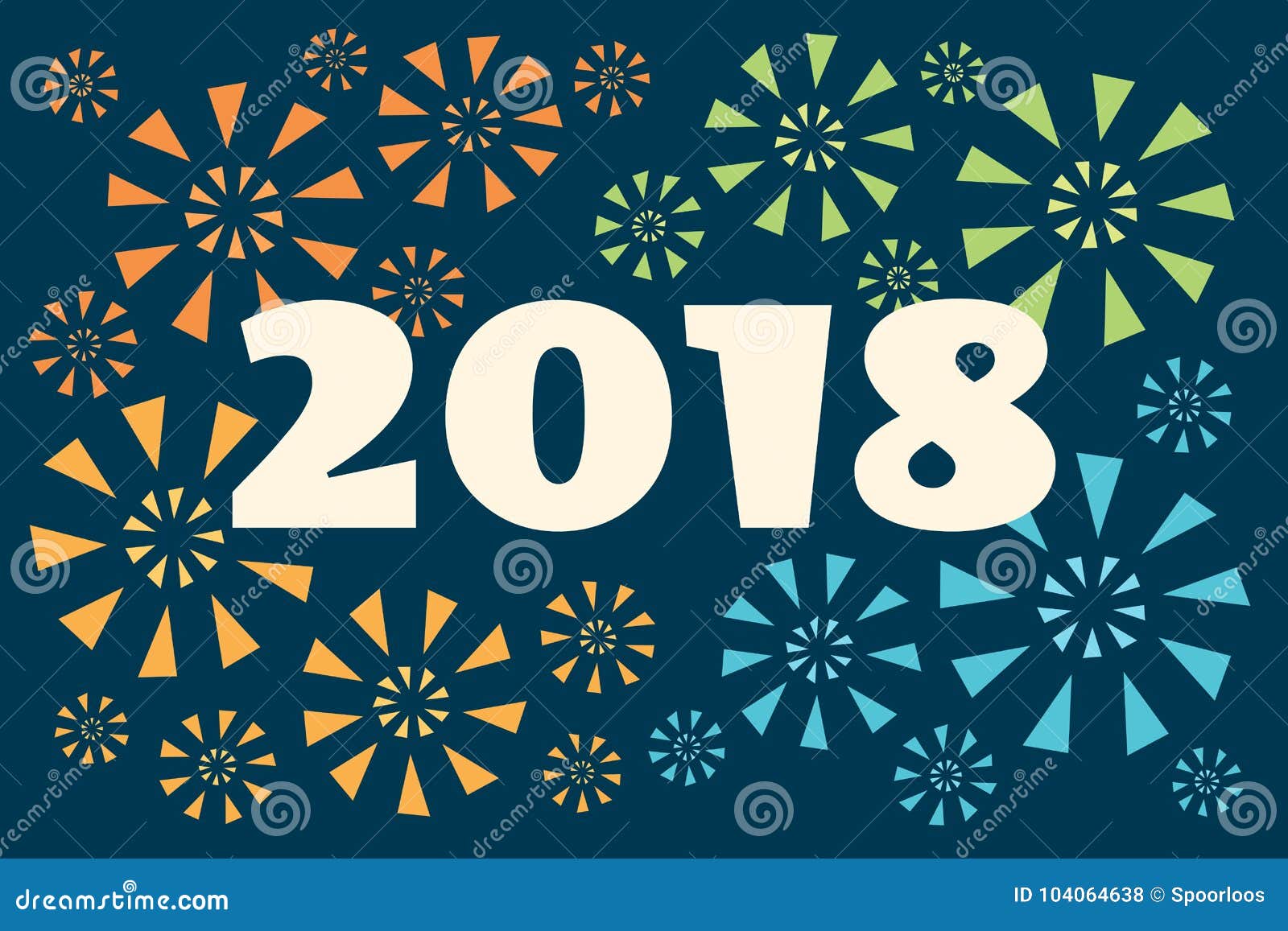 Firework retro 2018 banner stock vector. Illustration of green - 104064638