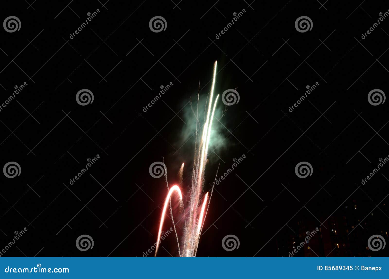 Firework Rocket Exploding In Night Sky Stock Photography ...