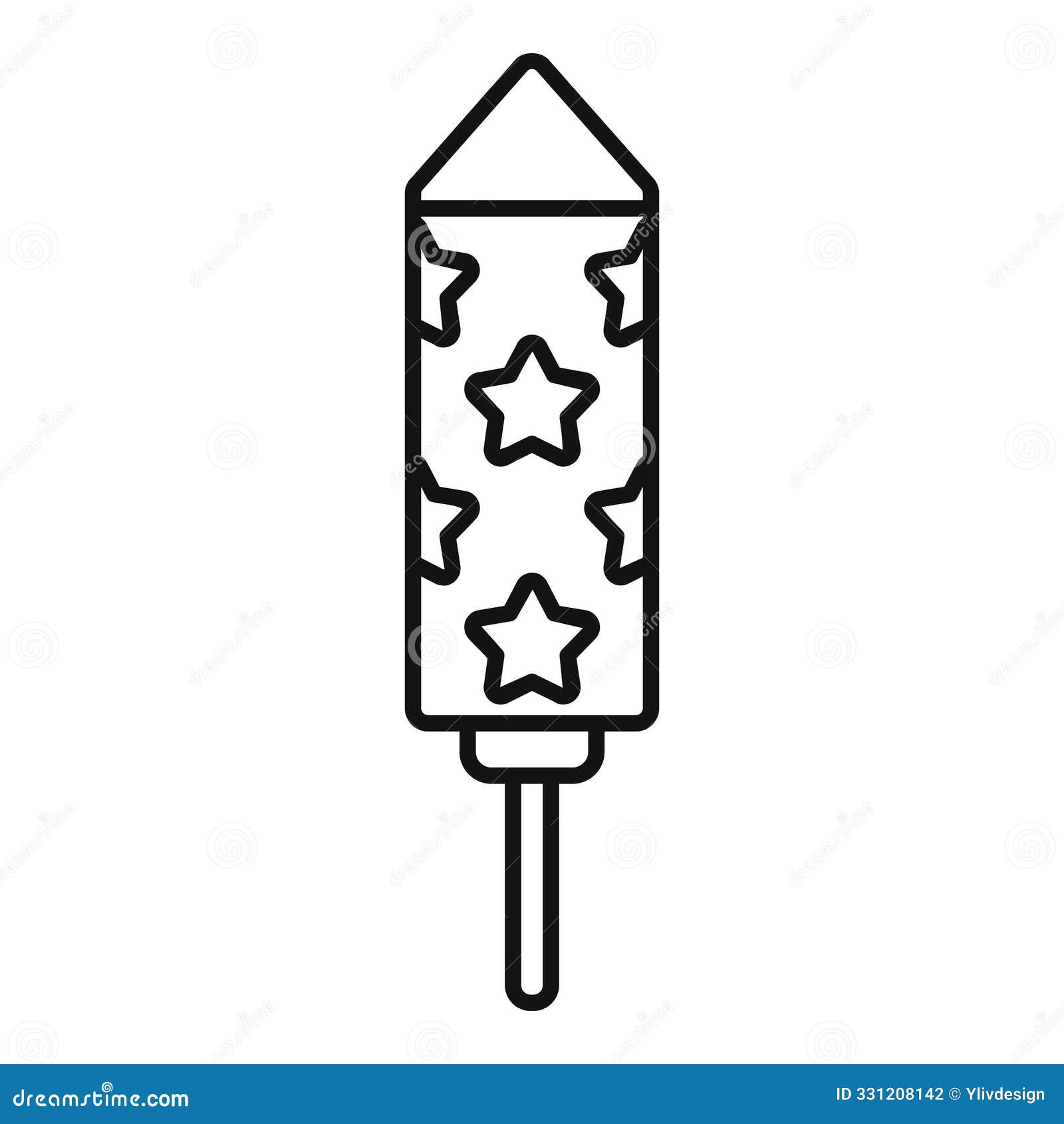 Firework Rocket Exploding with Stars Icon Thin Line Vector Stock ...