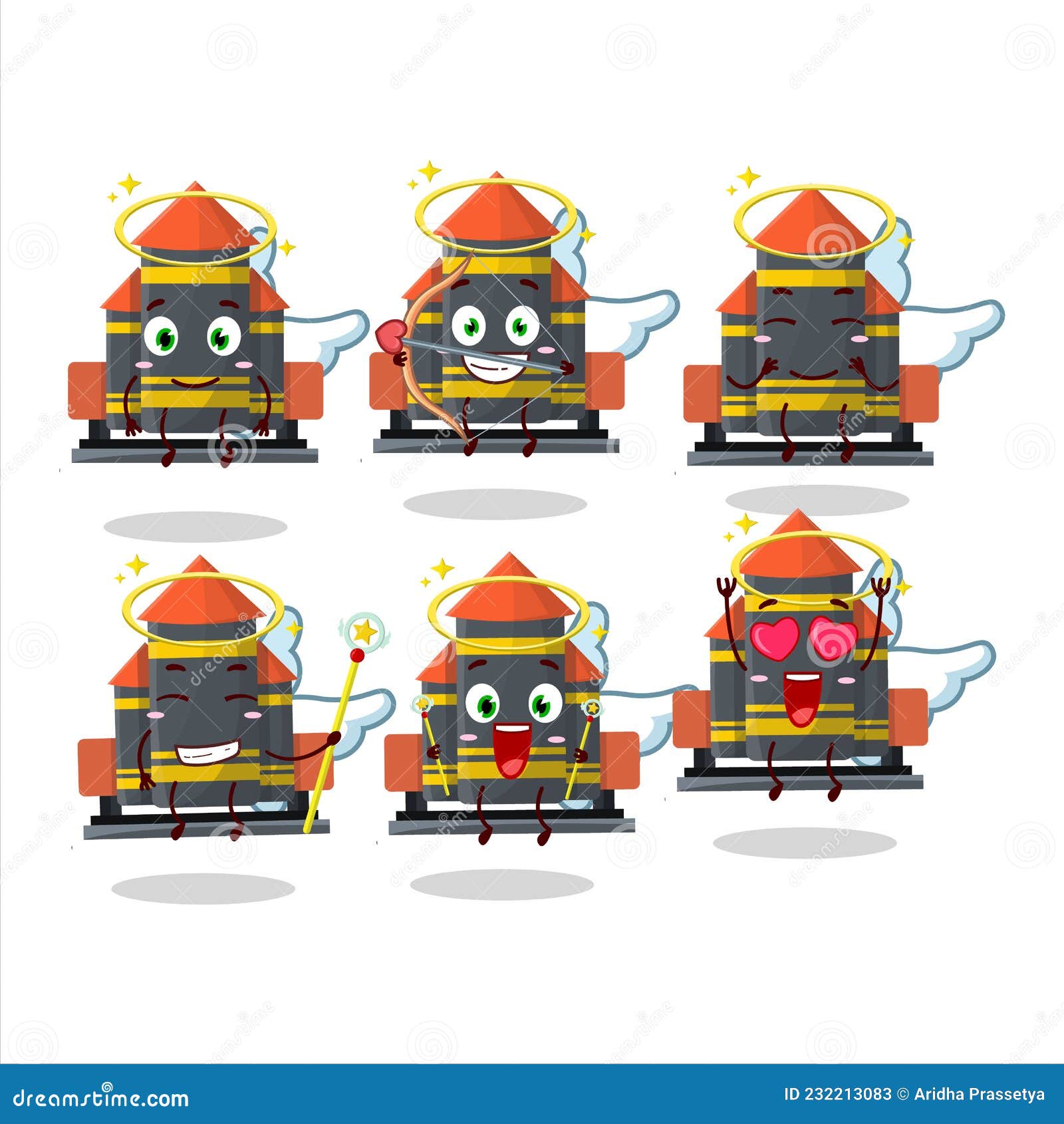 Firework Rocket Launcher Cartoon Designs As a Cute Angel Character ...