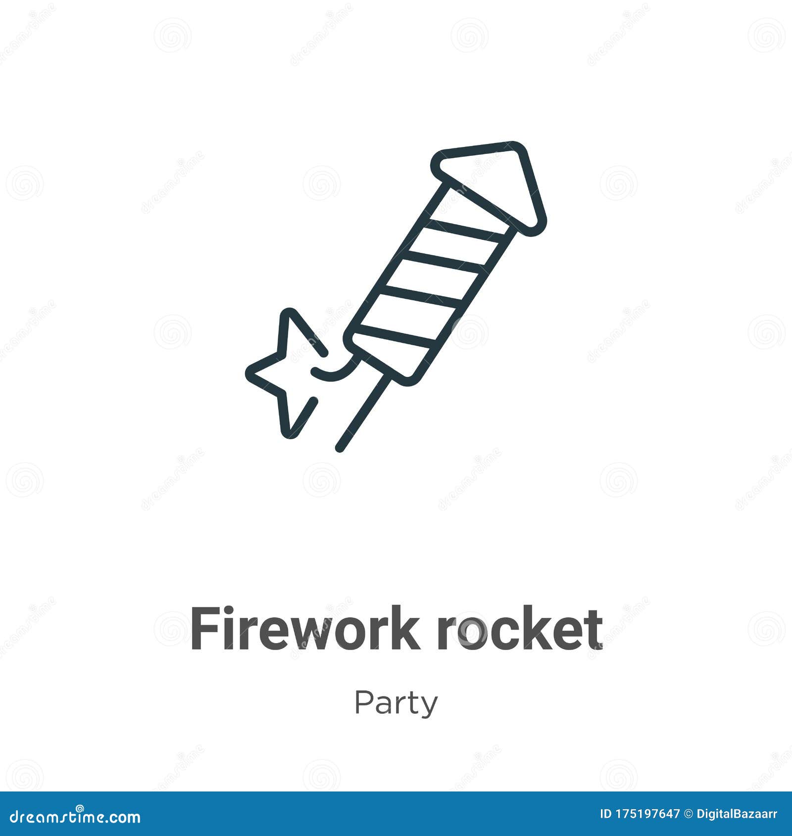 Firework Rocket Outline Vector Icon. Thin Line Black Firework Rocket ...