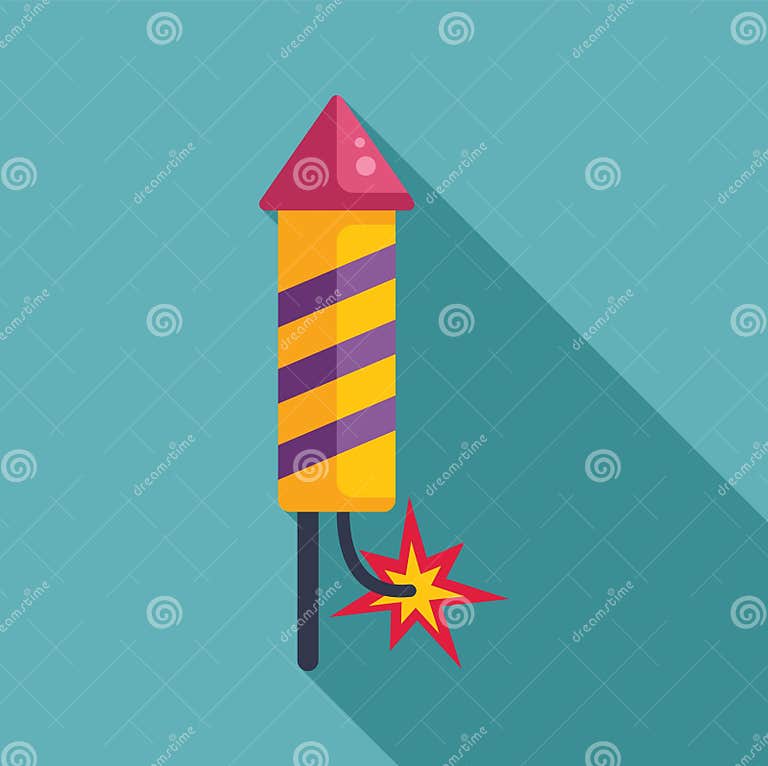 Firework Rocket with Burning Wick about To Explode Flat Design Icon ...