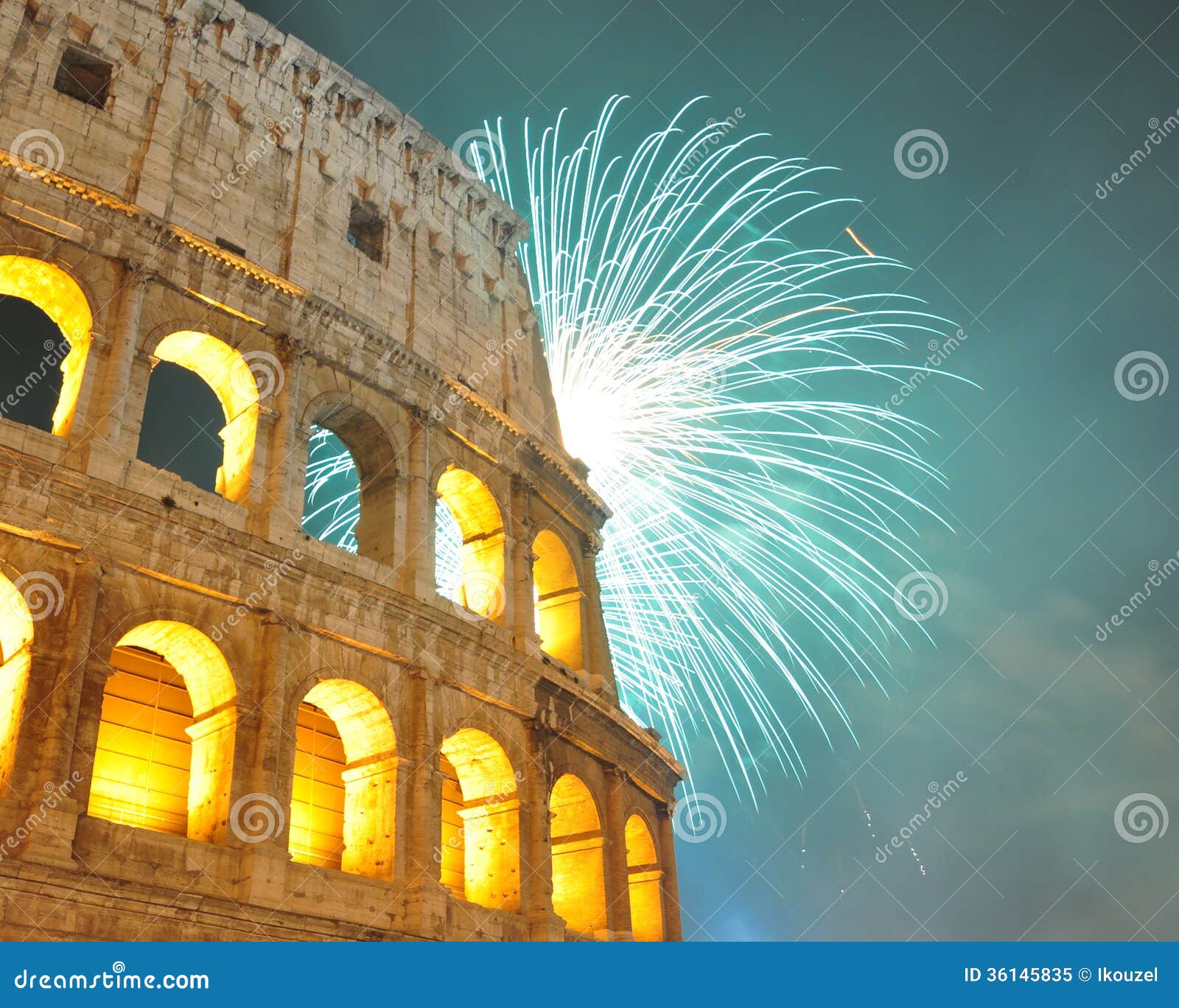 Firework in Rome stock image. Image of building, colosseum - 36145835