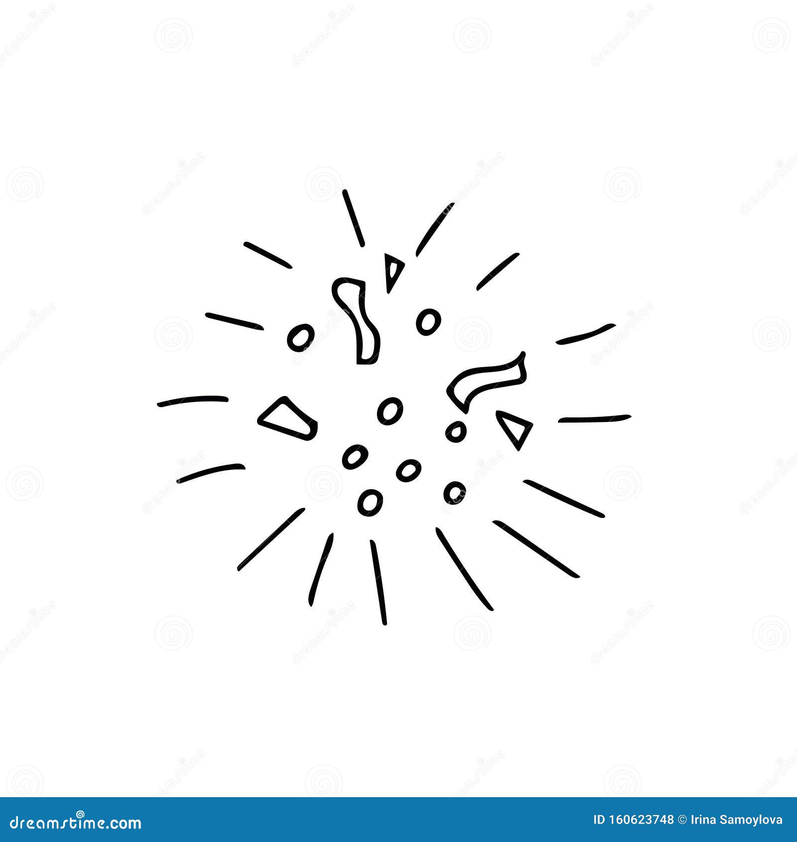 Firework Exploded During Lightning, Vector Cartoon Stick Figure ...