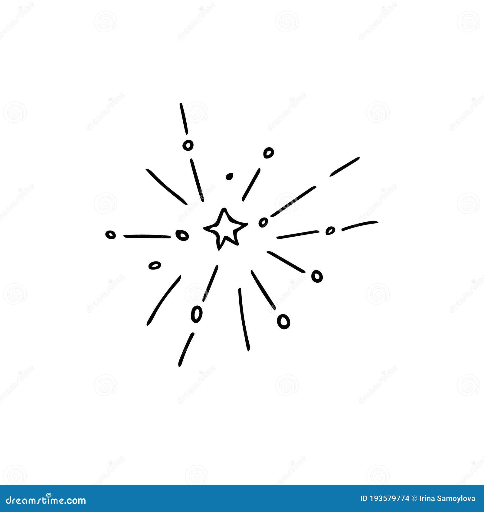 Firework Exploded During Lightning, Vector Cartoon Stick Figure ...