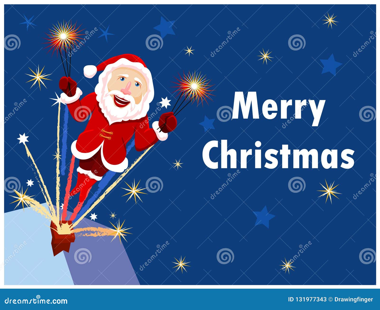 Firework and santa claus stock vector. Illustration of landscape ...