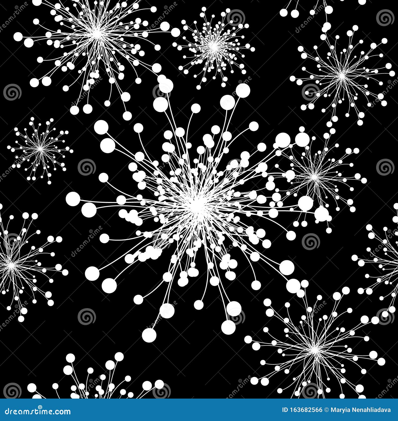 Firework Seamless Monochrome Pattern. Vector Illustration Stock ...