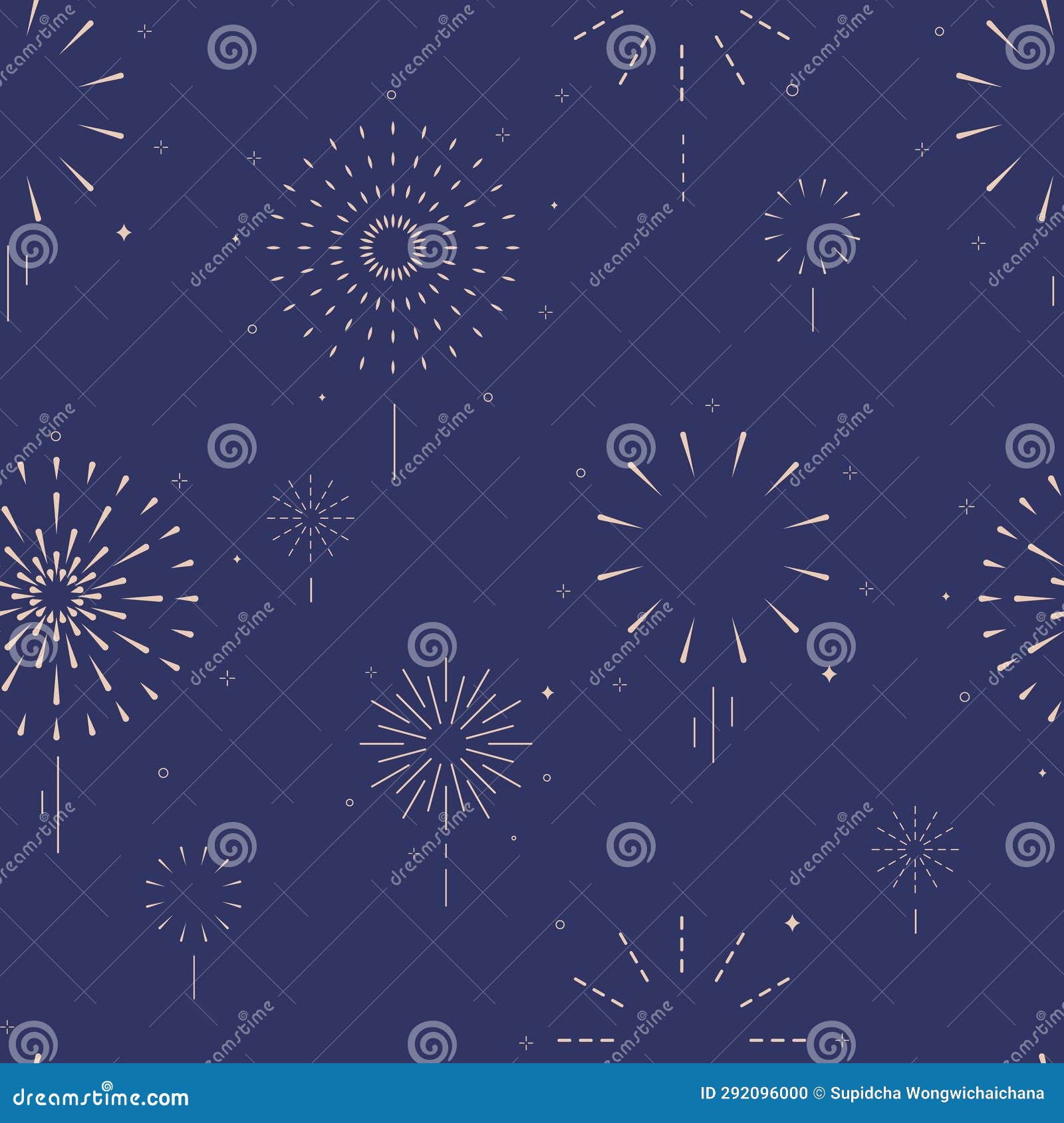 Firework Seamless Pattern in Night.Editable Vector Illustration for Postcard,banner Stock Vector ...