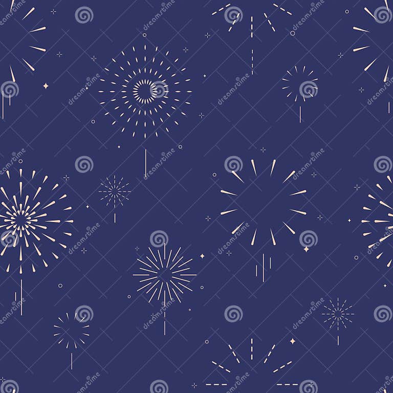 Firework Seamless Pattern in Night.Editable Vector Illustration for ...