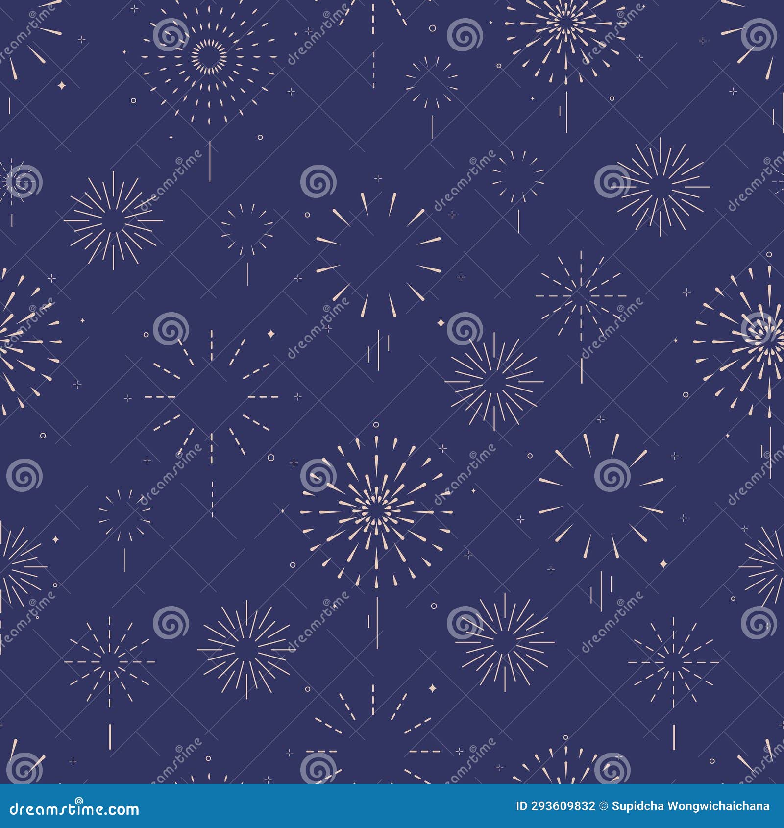Firework Seamless Pattern in Night.Editable Vector Illustration for ...