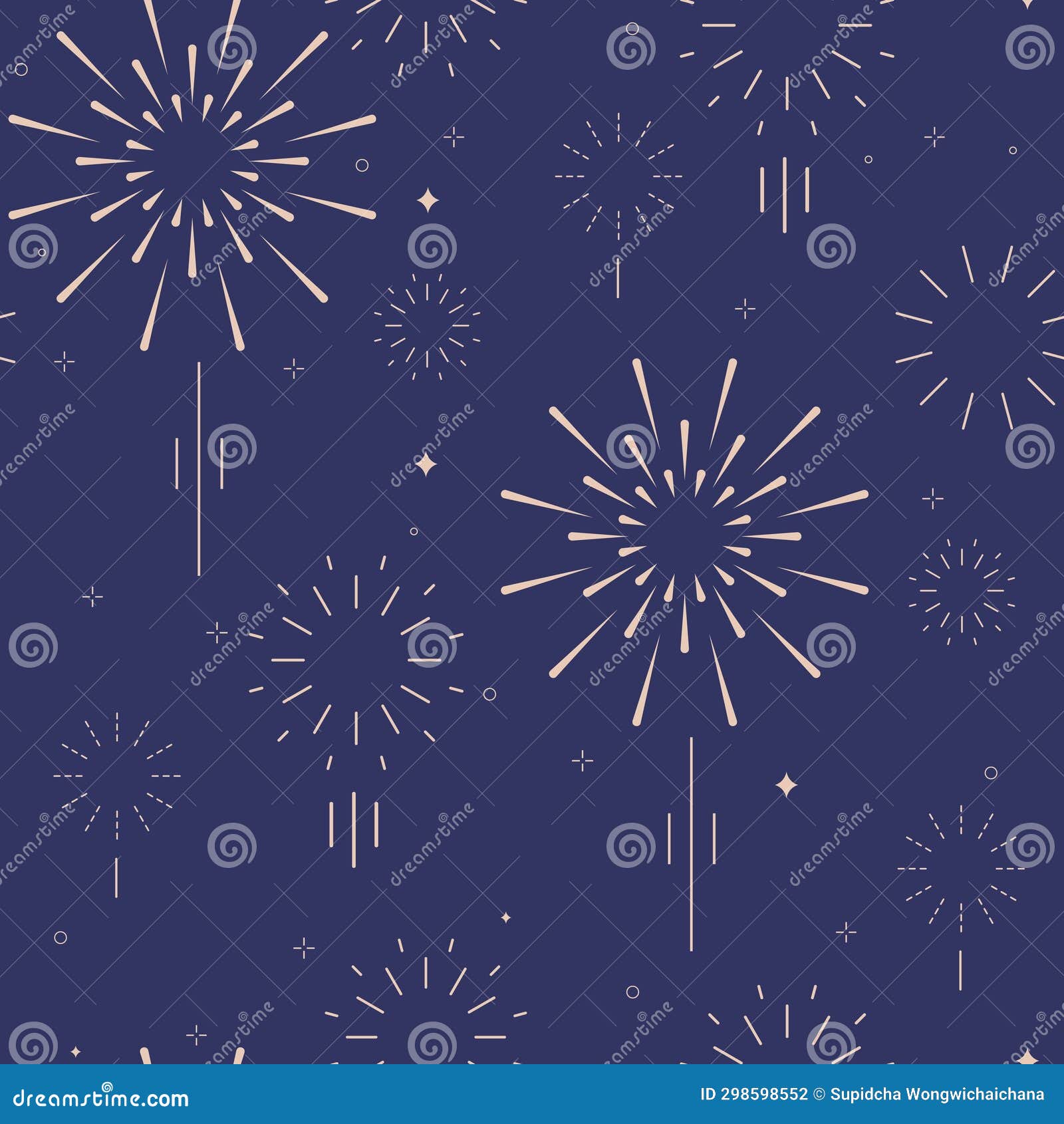 Firework Seamless Pattern in Night.Editable Vector Illustration for Postcard,banner Stock ...