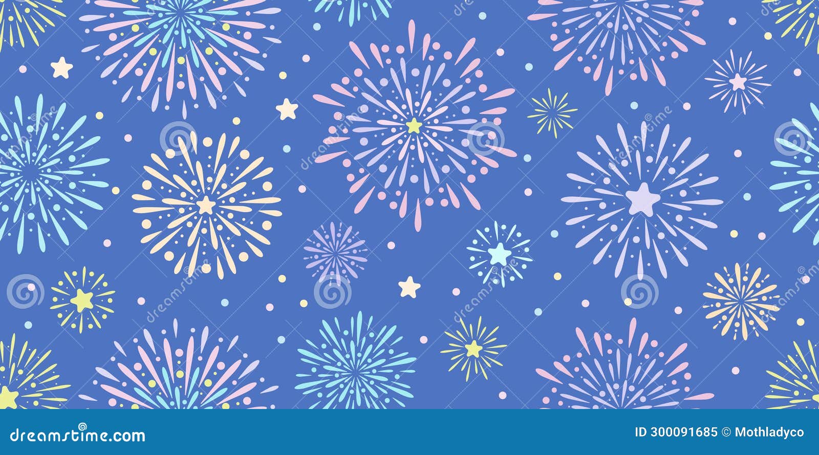 Firework Seamless Vector Pattern Background, Cute Colorful Festive ...