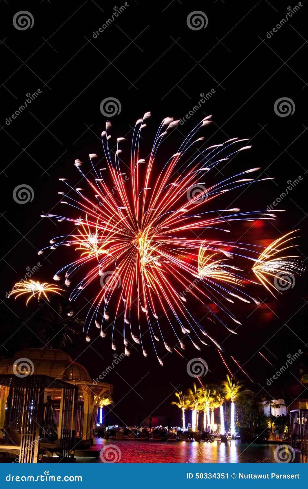Firework and Shadow in Swimming Pool Stock Image - Image of christmas ...