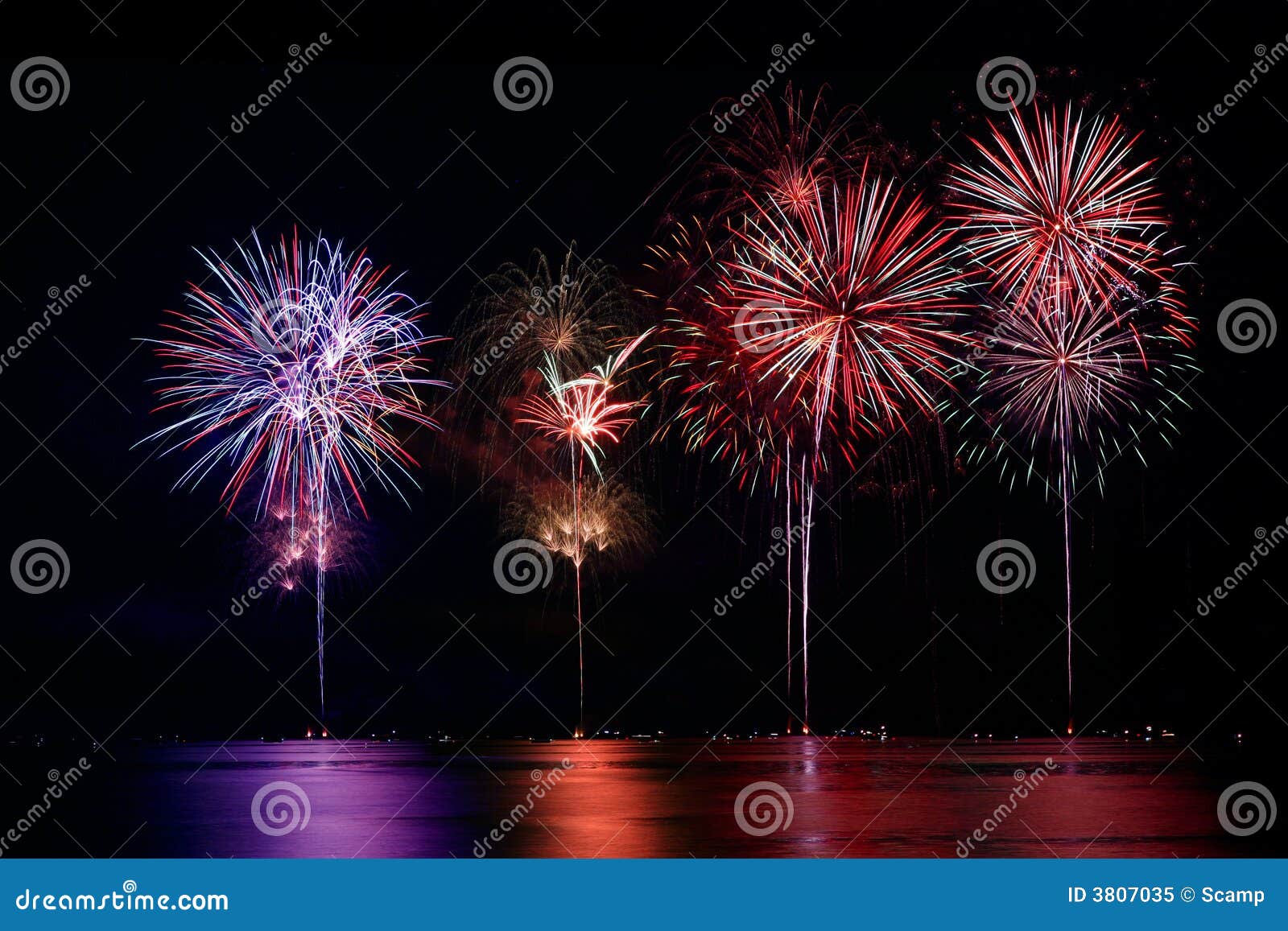Firework Show Finale Over Water Stock Image - Image of black, years ...