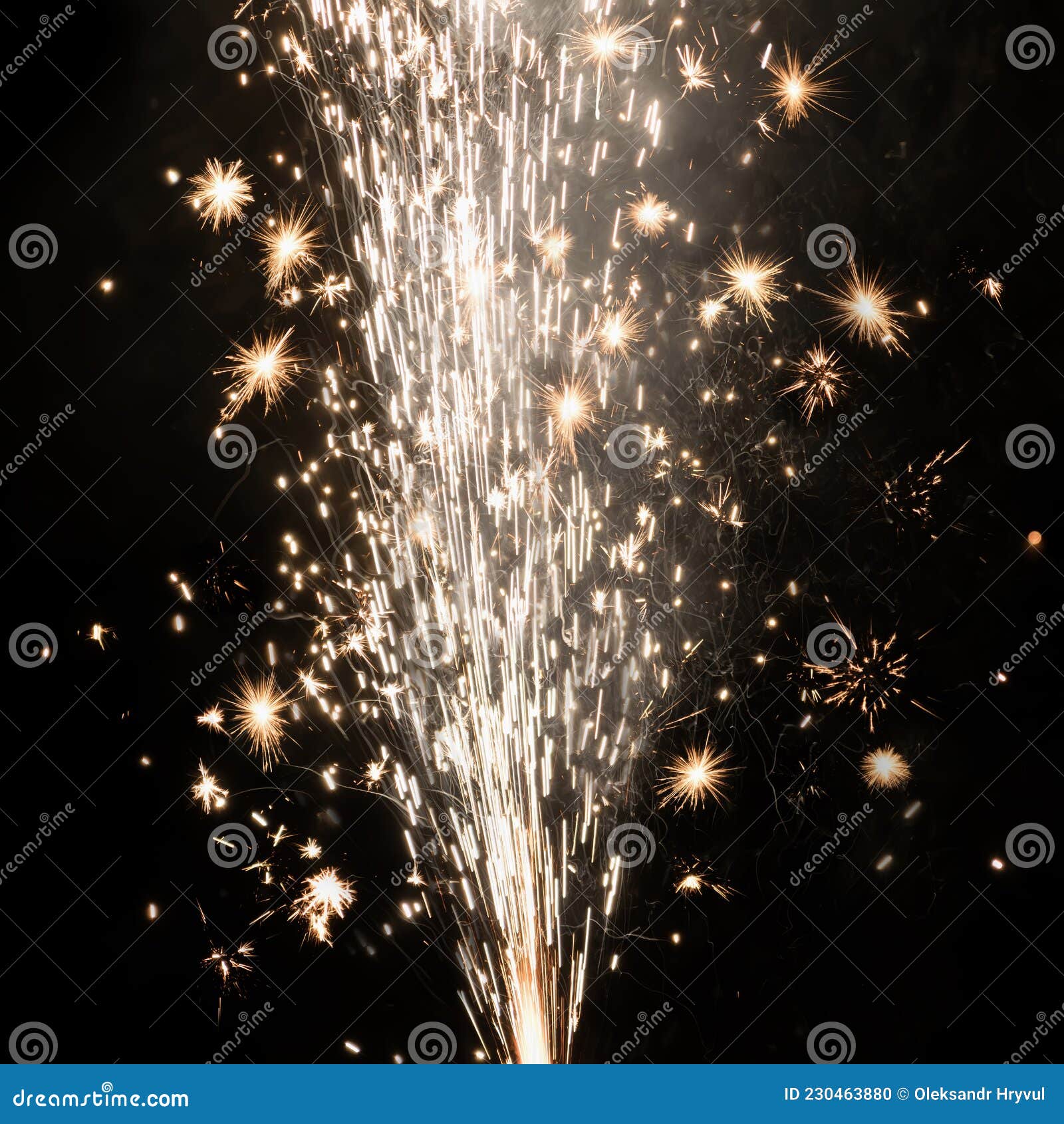 Firework with Smoke, Sparks and Small Flashes Stock Photo - Image of ...