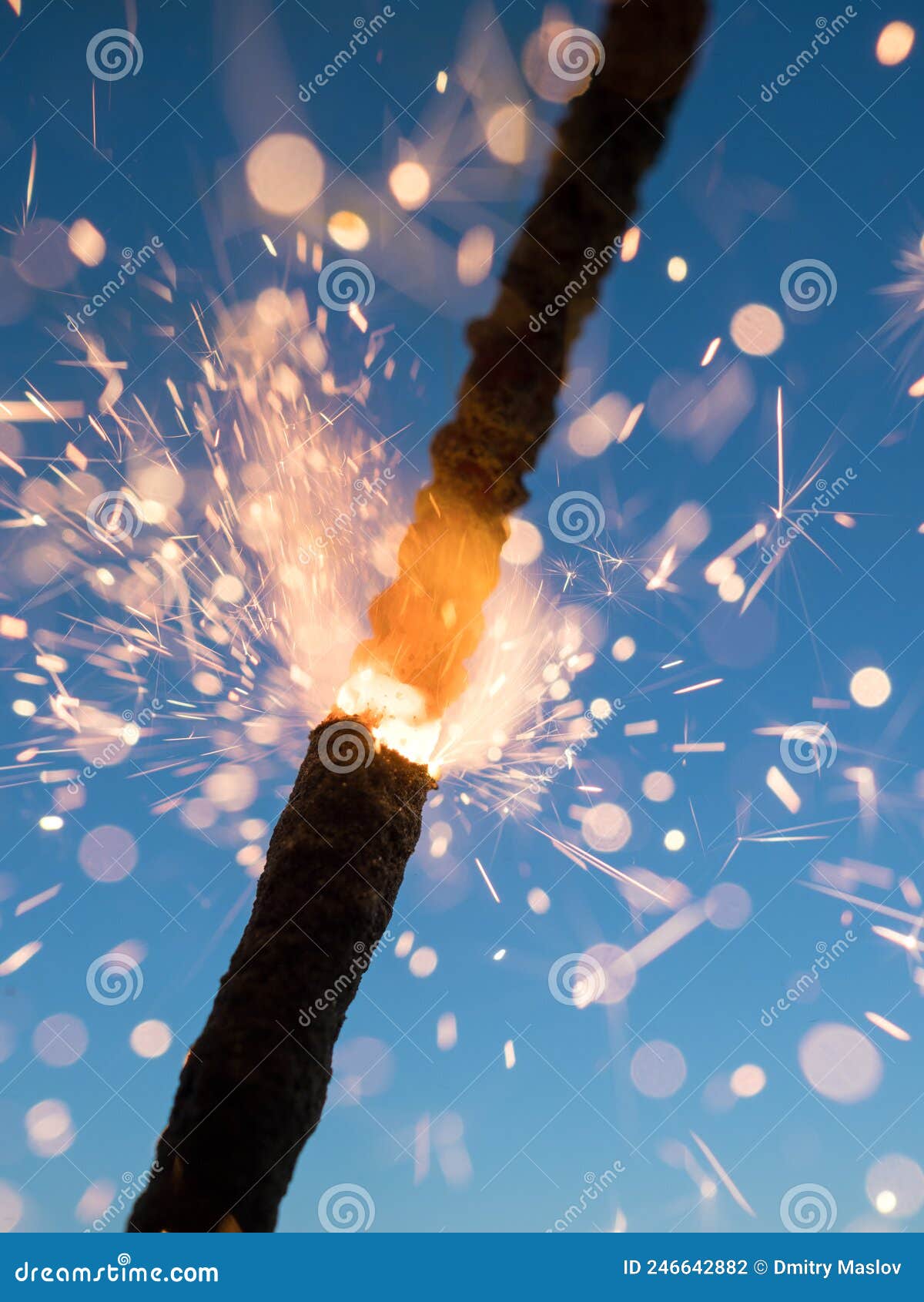 Firework sparks closeup stock photo. Image of blue, fire - 246642882