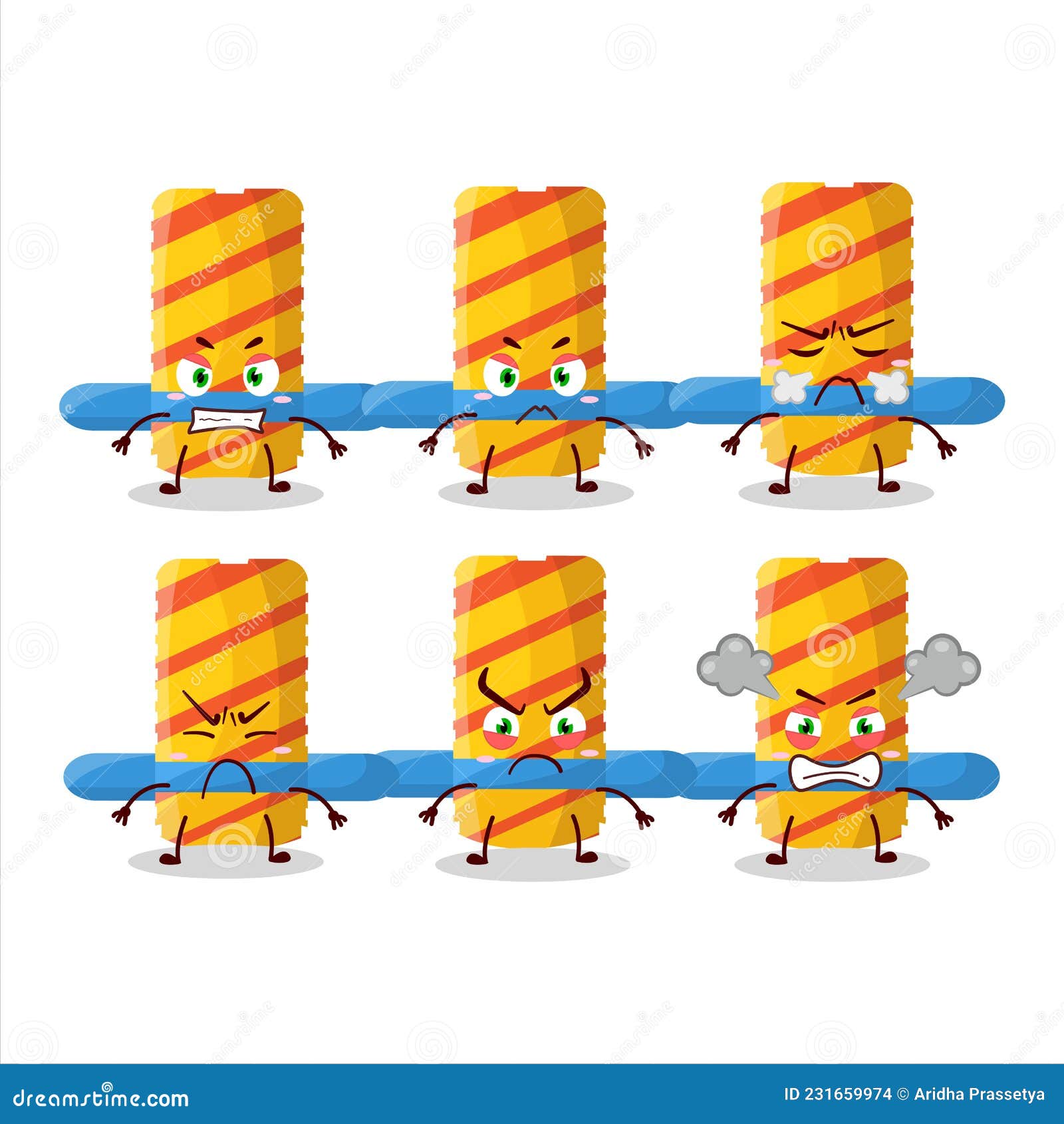 Firework Spinner Cartoon Character with Various Angry Expressions Stock ...