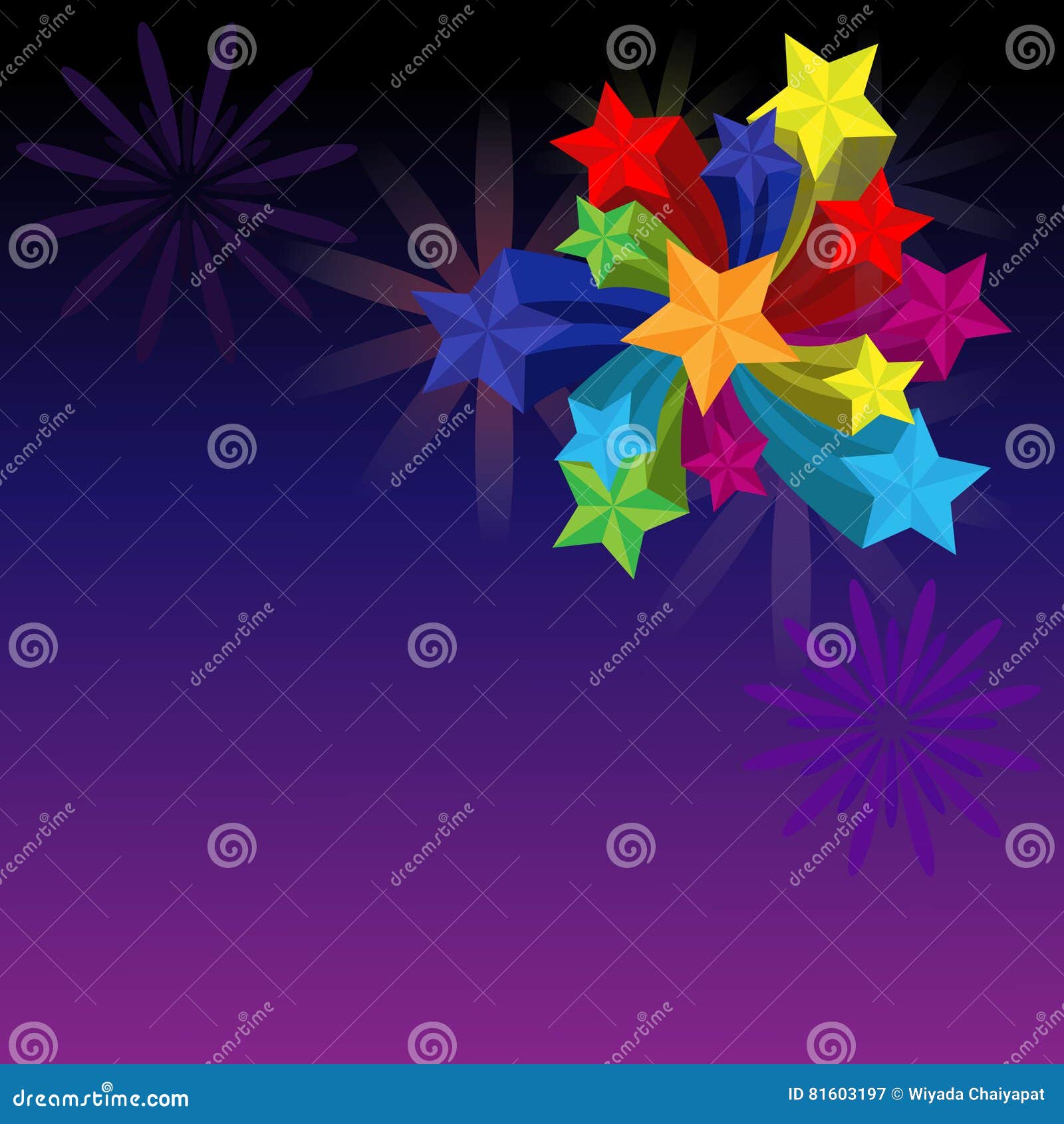 Firework with stars stock illustration. Illustration of festive - 81603197