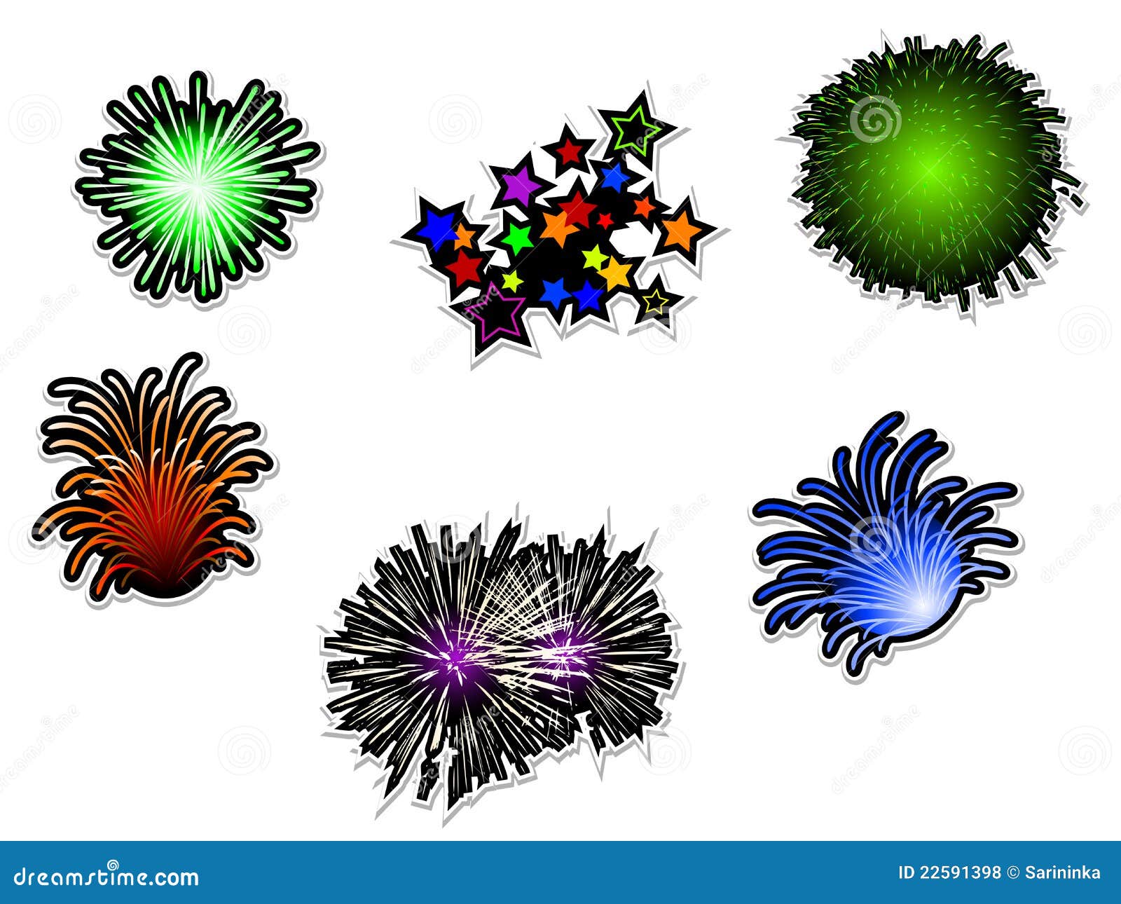 Firework stickers stock vector. Illustration of lightening - 22591398
