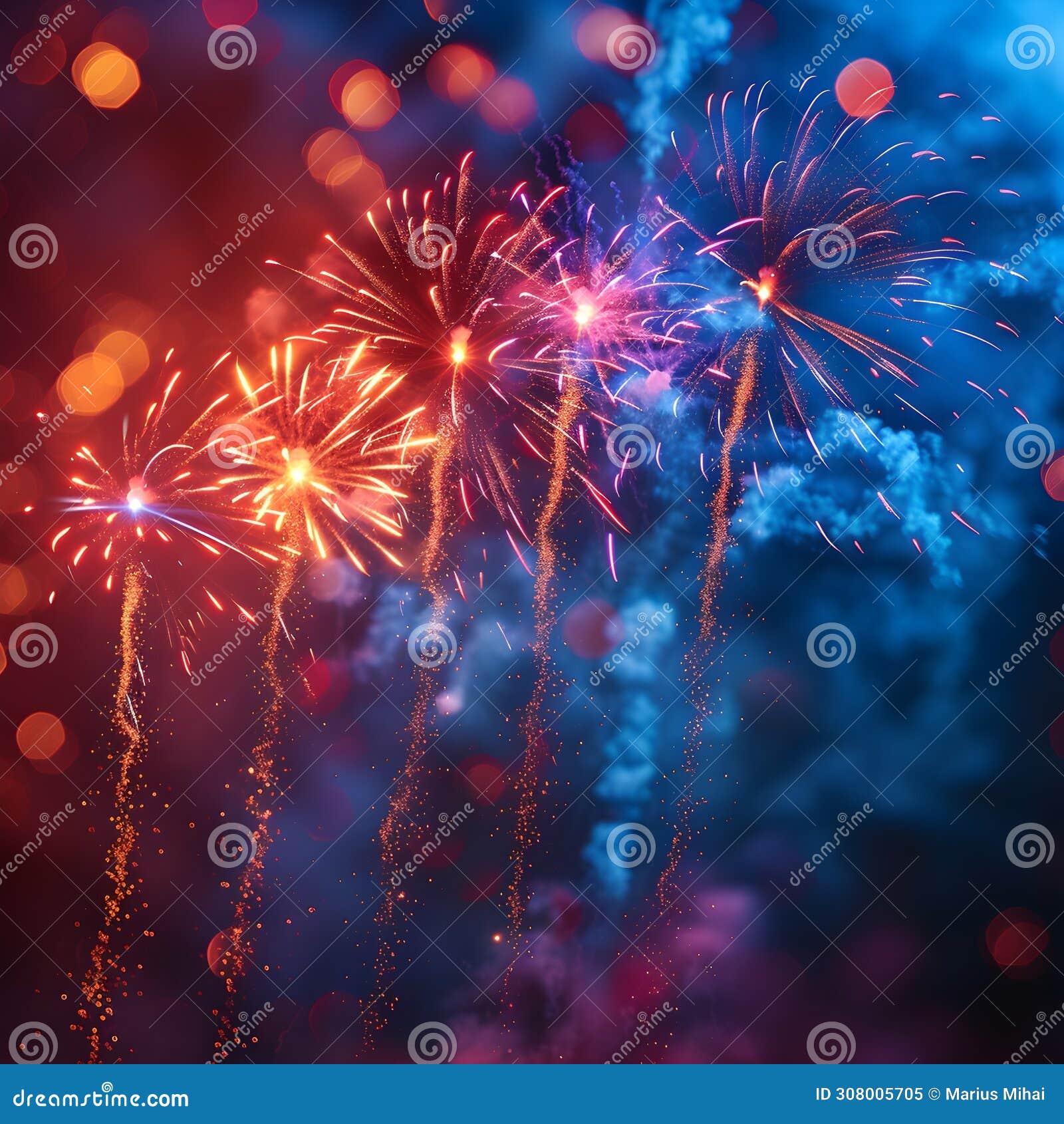 Fireworks of Various Colors Bursting Against a Black Background Stock ...