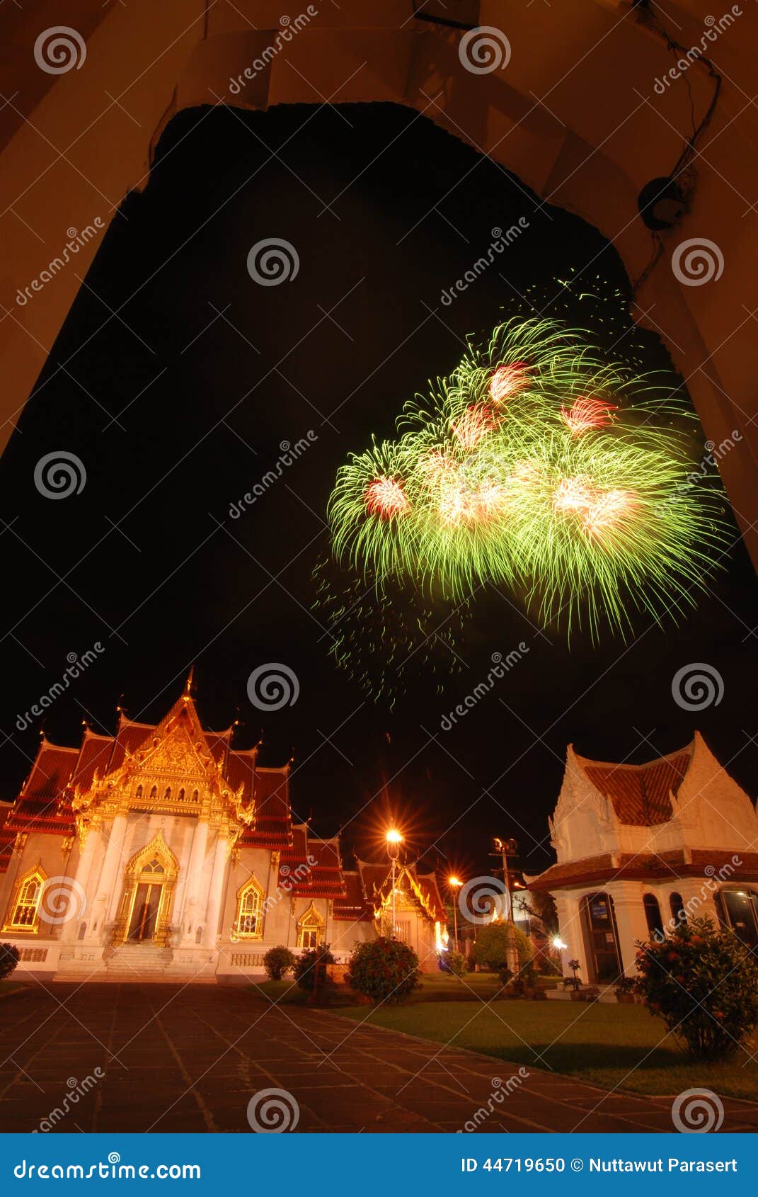Firework and temple stock photo. Image of fire, festival - 44719650