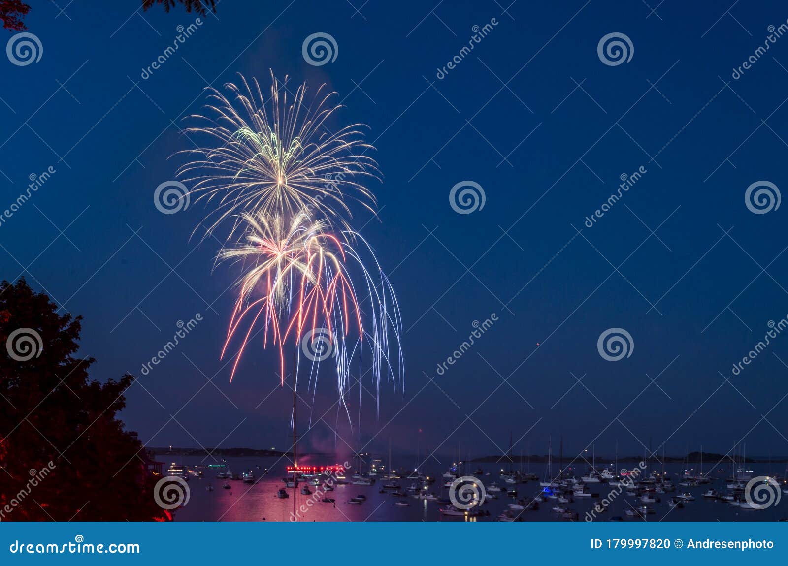 Firework 4th July, Marblehead Stock Photo - Image of explosion, boston ...