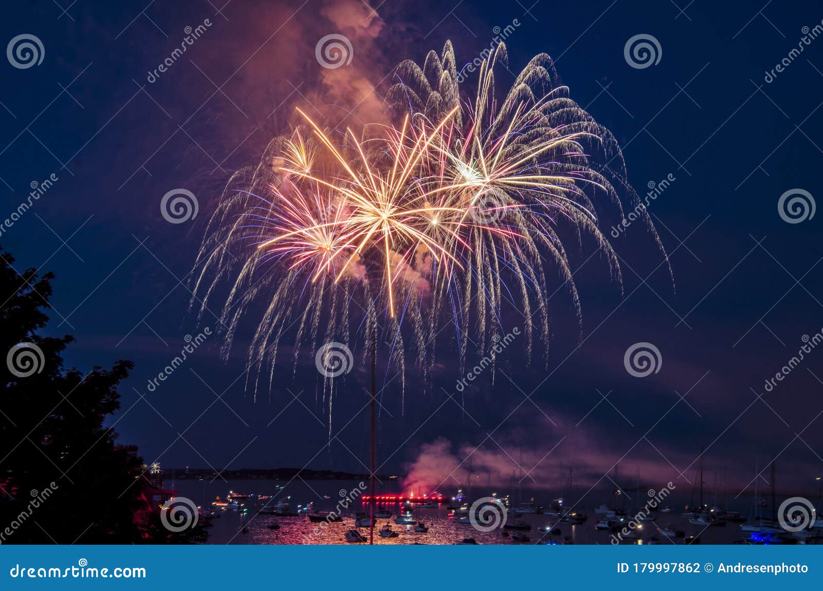 Firework 4th July, Marblehead Stock Photo - Image of celebration ...