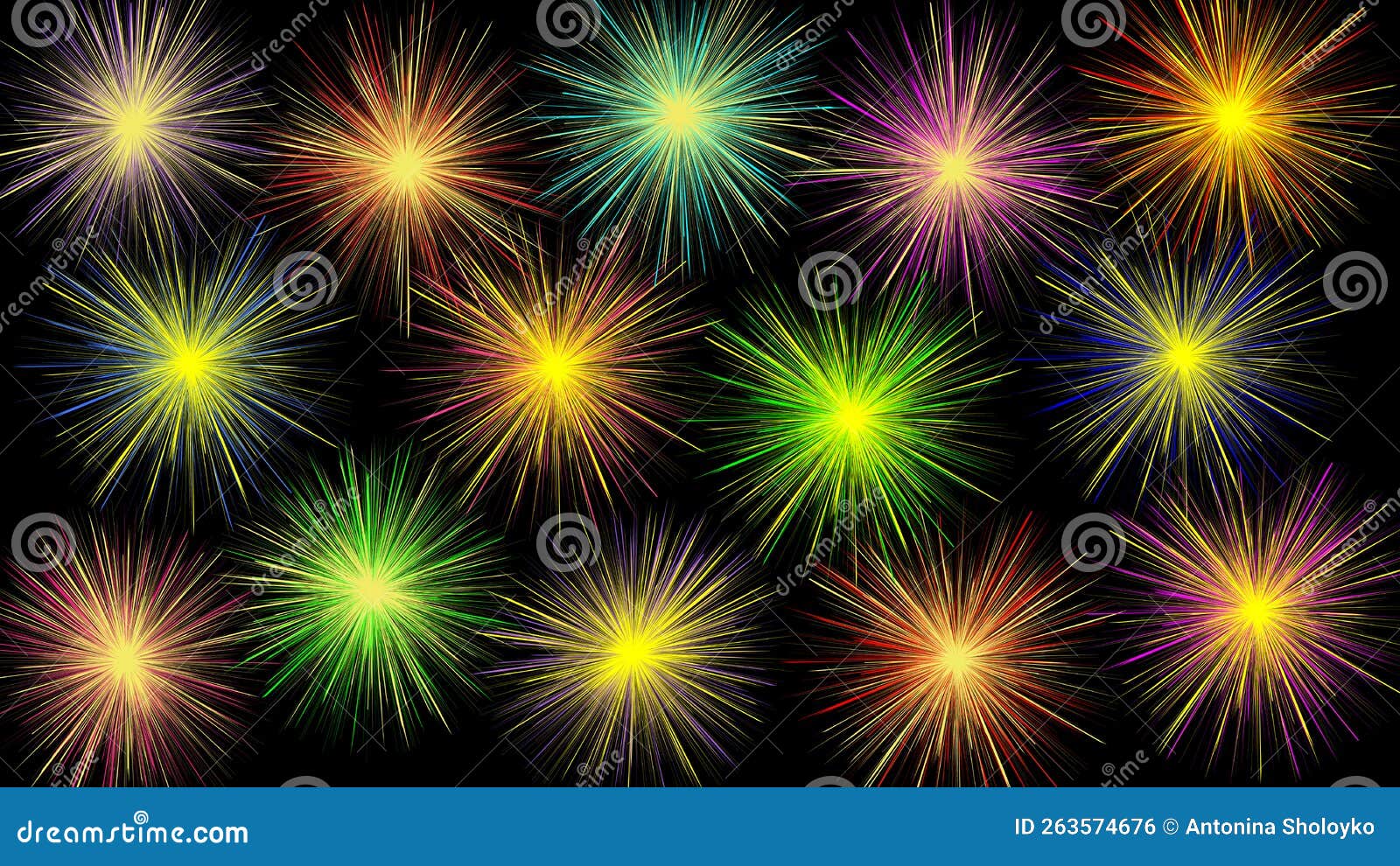 Exclusive. Multicolored Illustration. Fireworks of Colors, Mood, Wishes ...