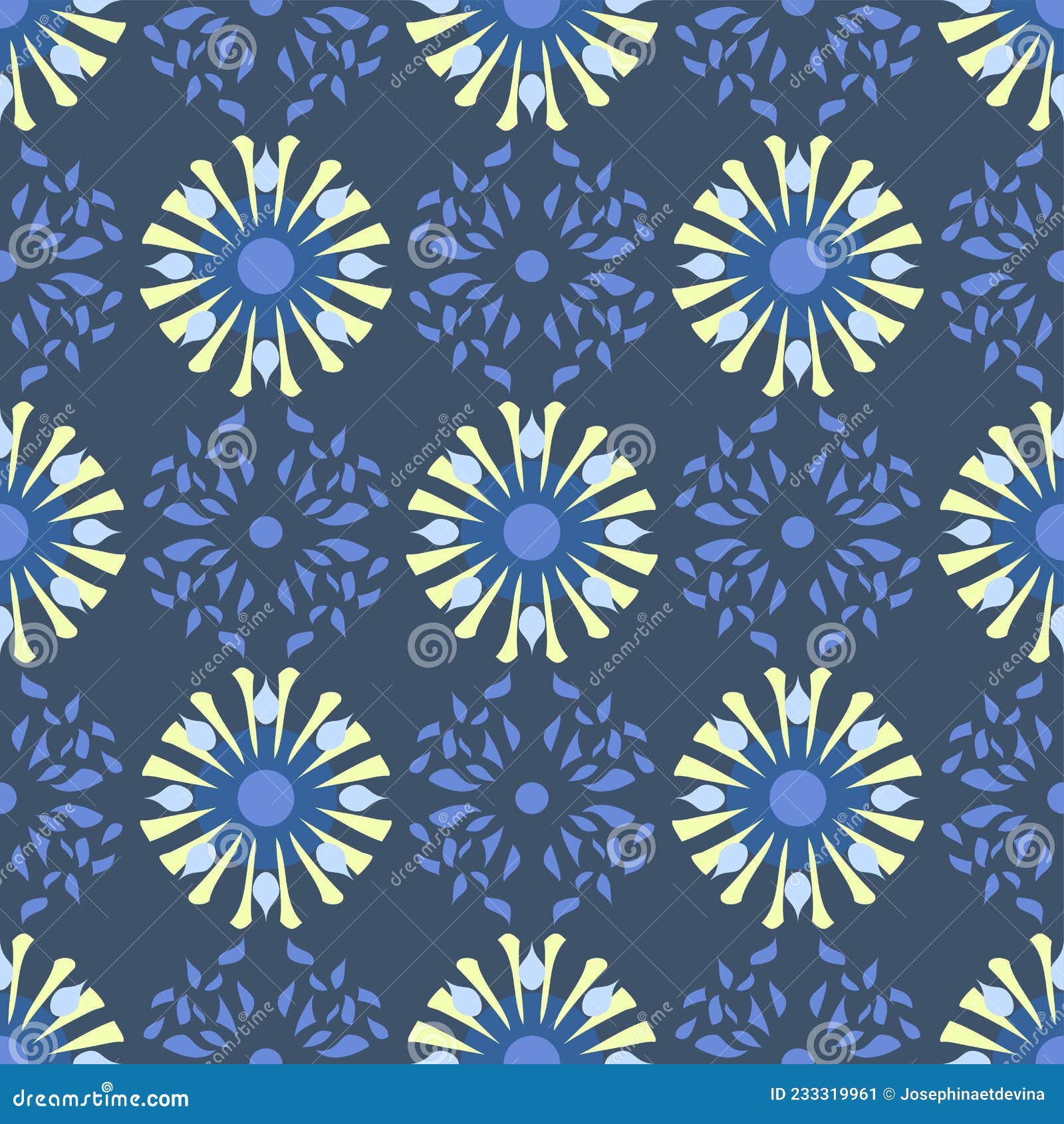 Firework Vector Abstract Repeat Pattern in Navy Blue and Yellow Stock ...