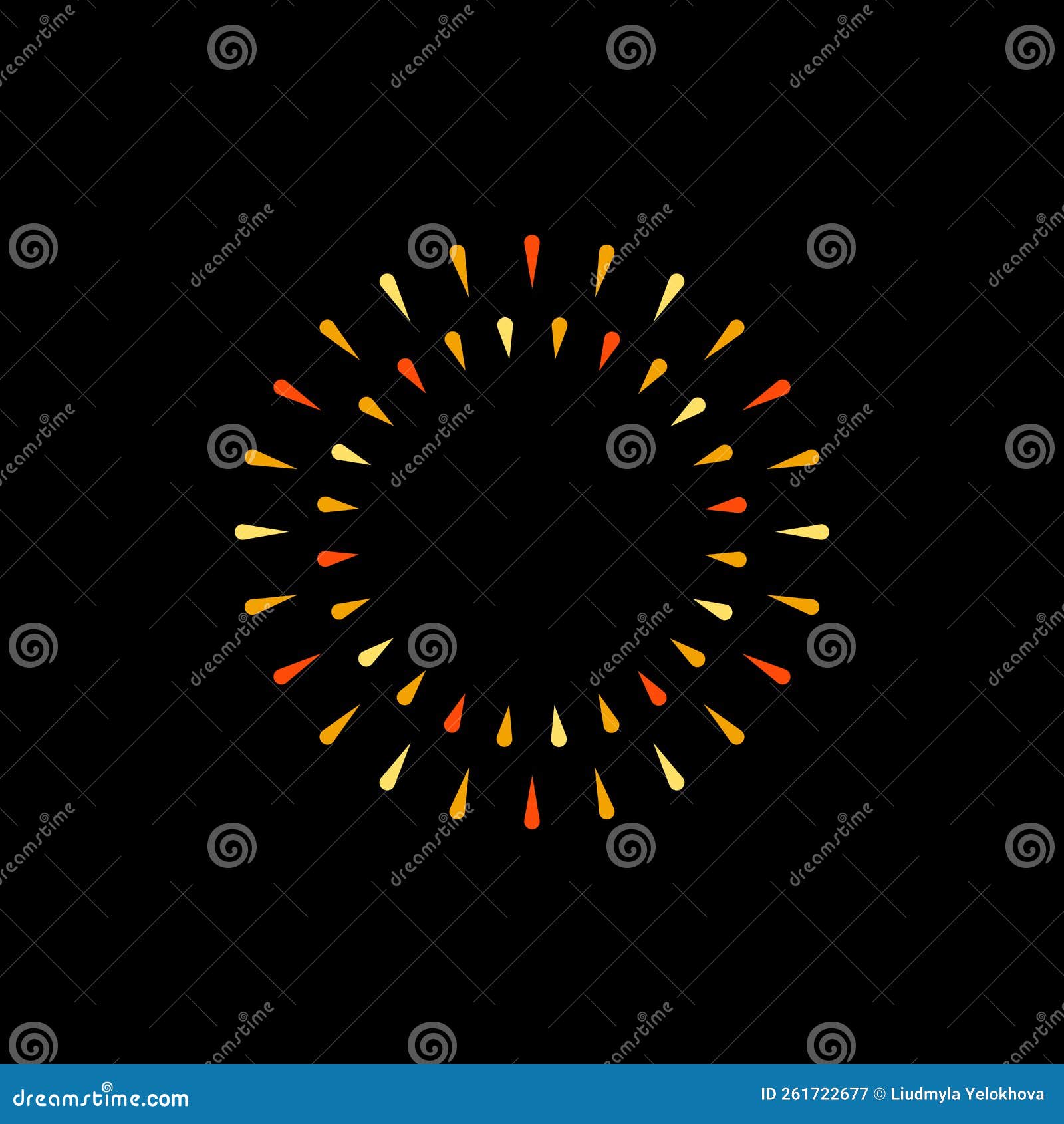 Firework Vector Circle Frame in Yellow, Orange and Red Colors Stock ...