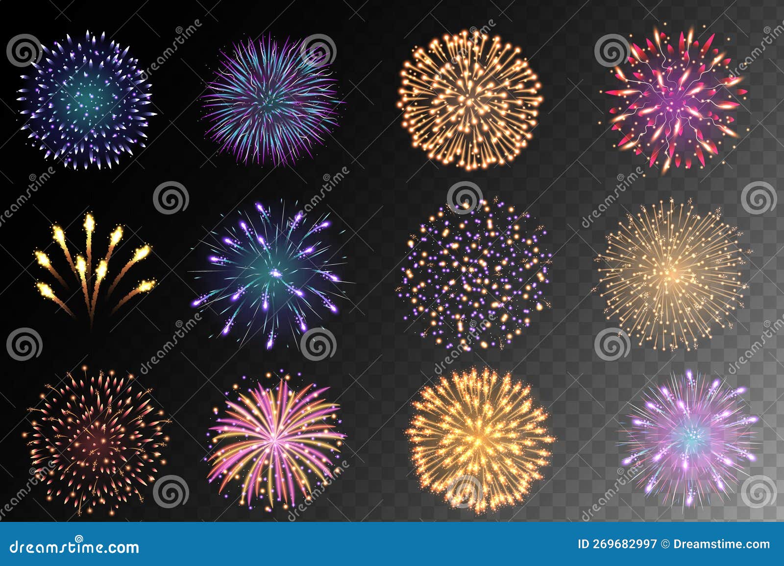 Firework vector set stock vector. Illustration of anniversary - 269682997