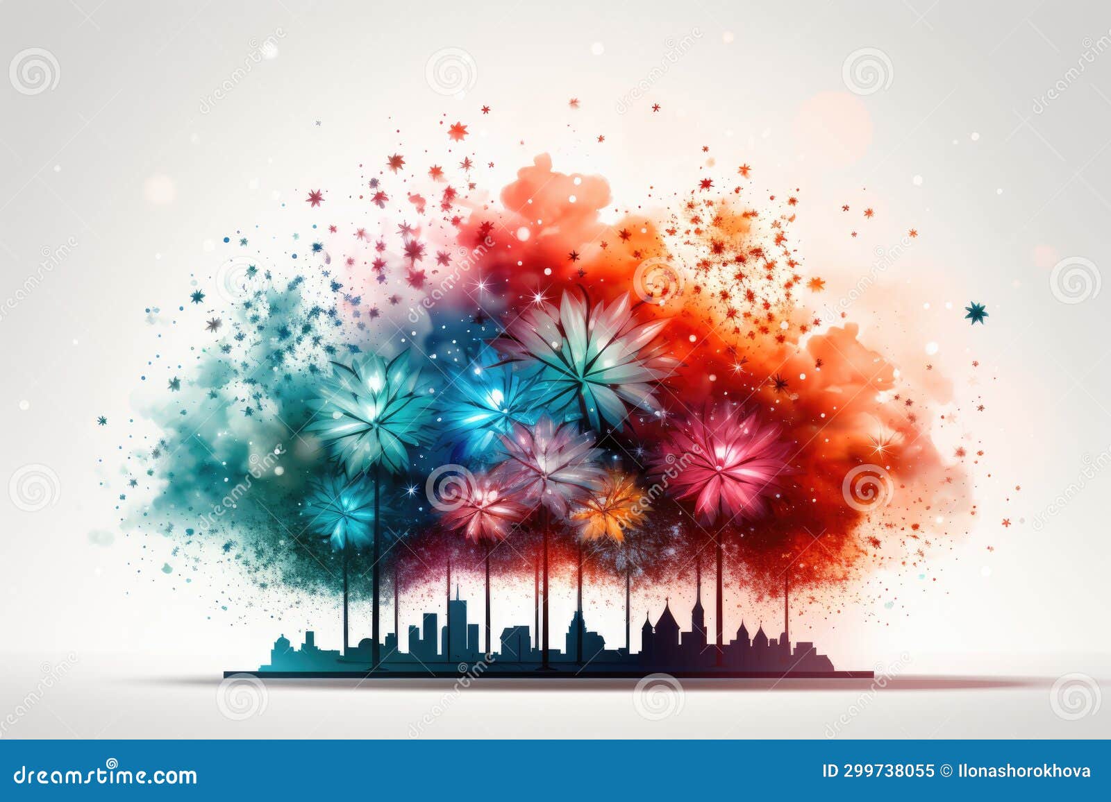 Firework on White Background. Ai Generated Stock Image - Image of july ...