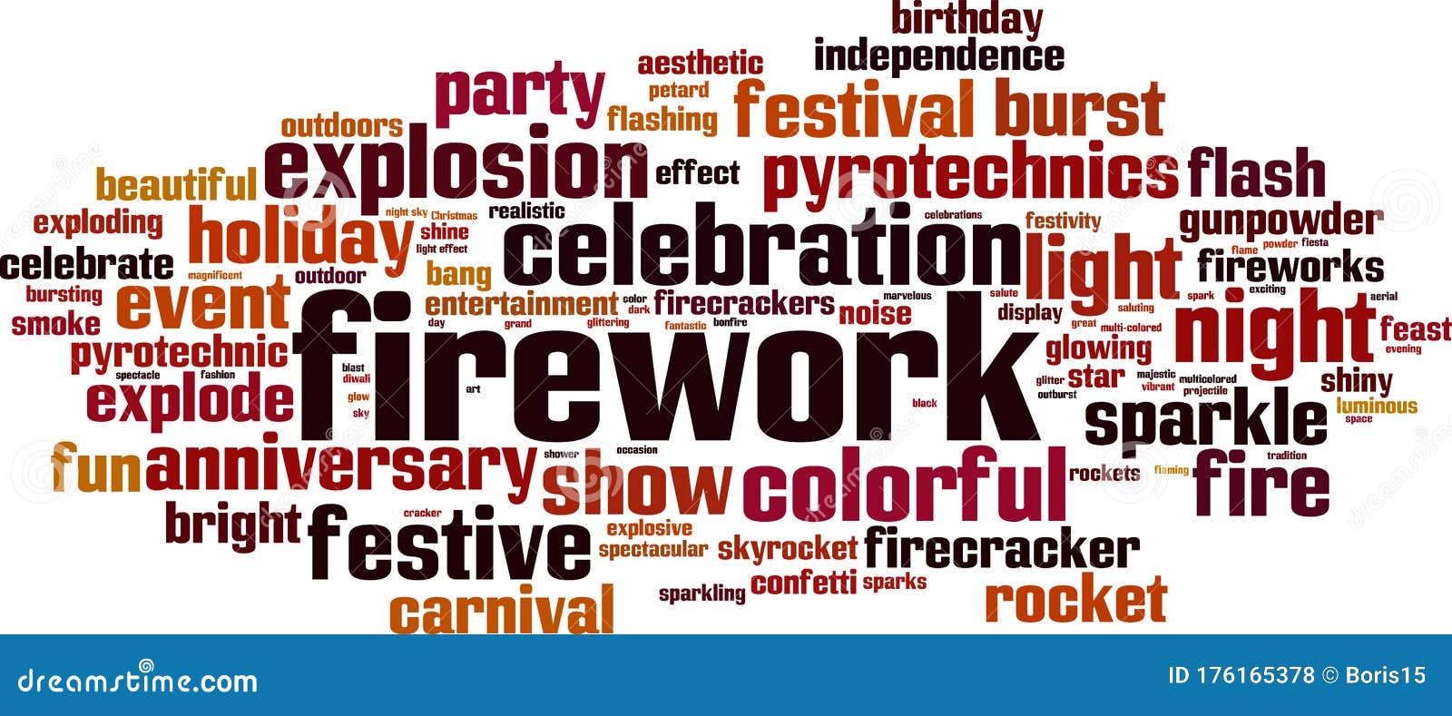 Firework word cloud stock vector. Illustration of pyrotechnics - 176165378