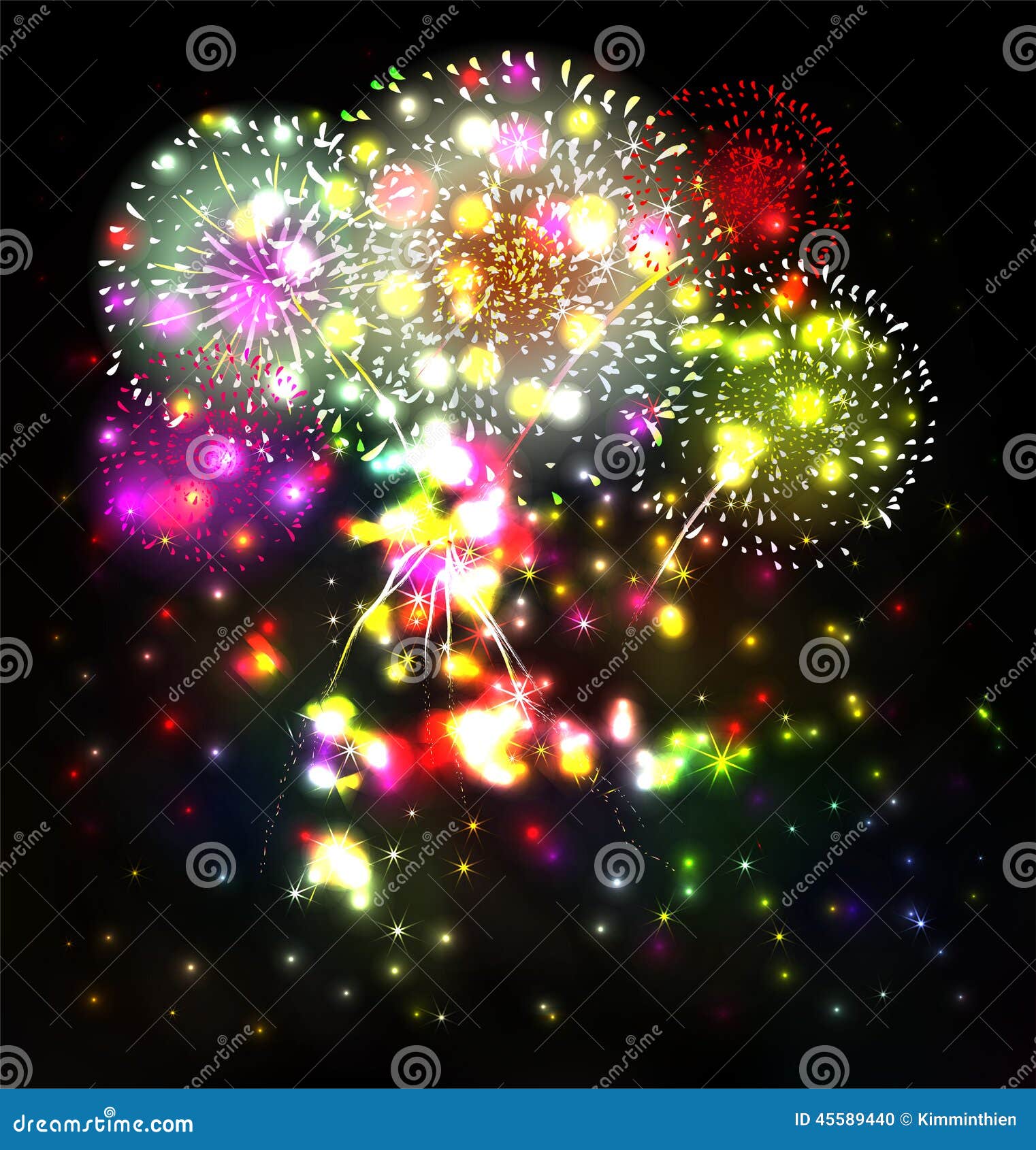 Firework and Year 2015 Made of Colored Neon Effect Stock Vector ...